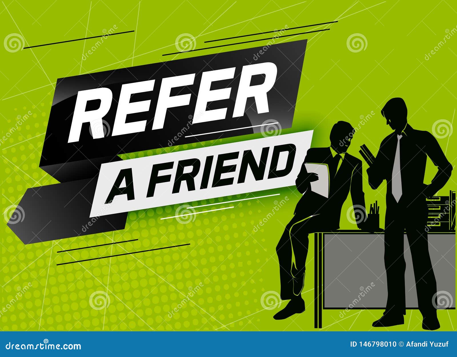 Refer a Friend Word Concept Vector Illustration with Character ...