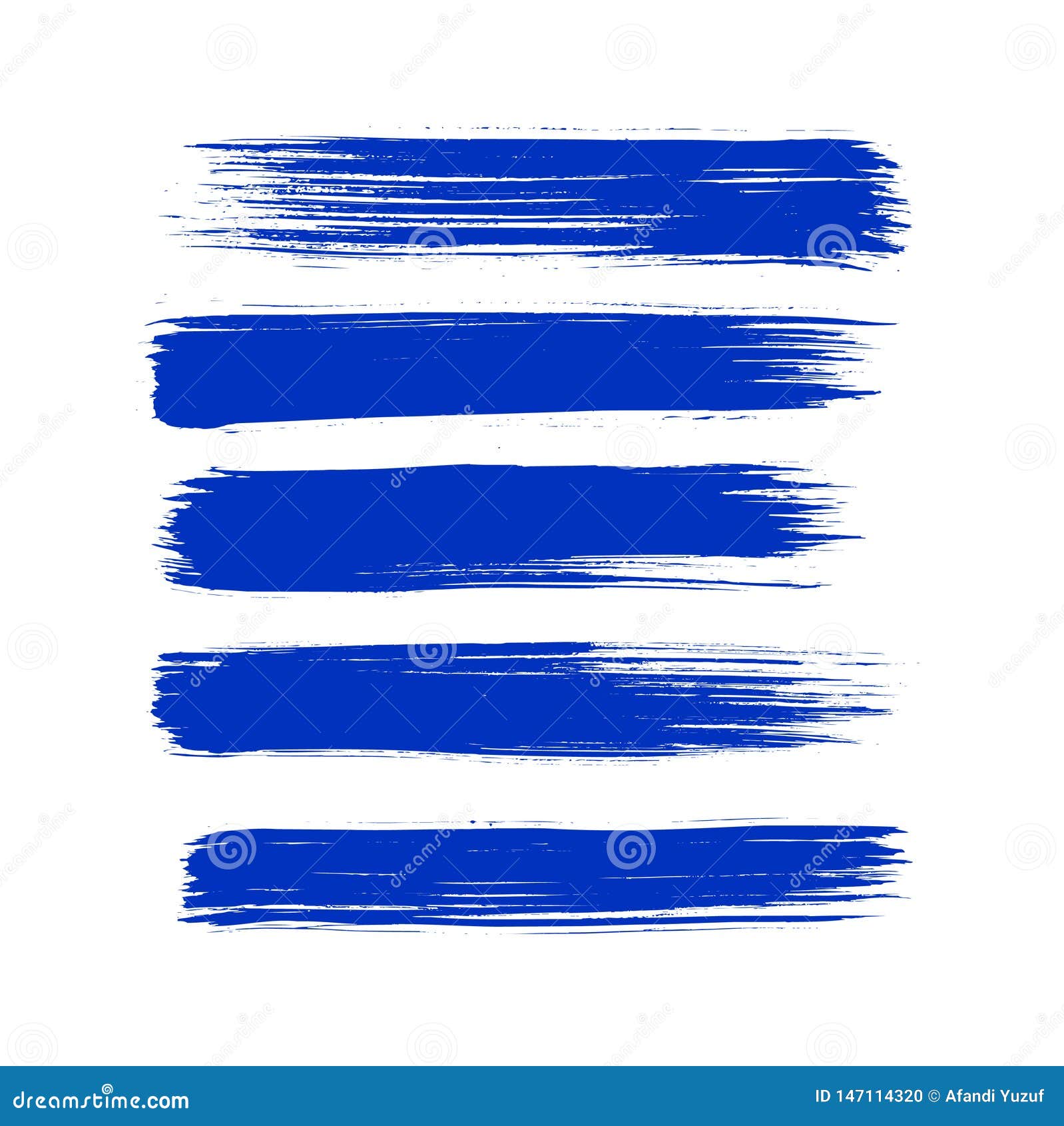 Collection Vector Blue Ink Paint Brush Stroke Set Hand Drawn Grunge ...