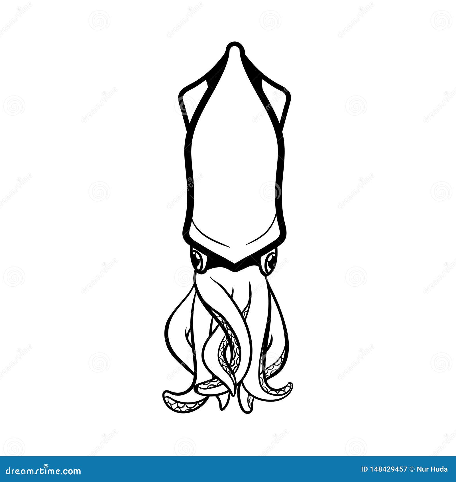 Squid Hand Drawing in a Simple Style Doodle Vector Icon Stock Vector ...