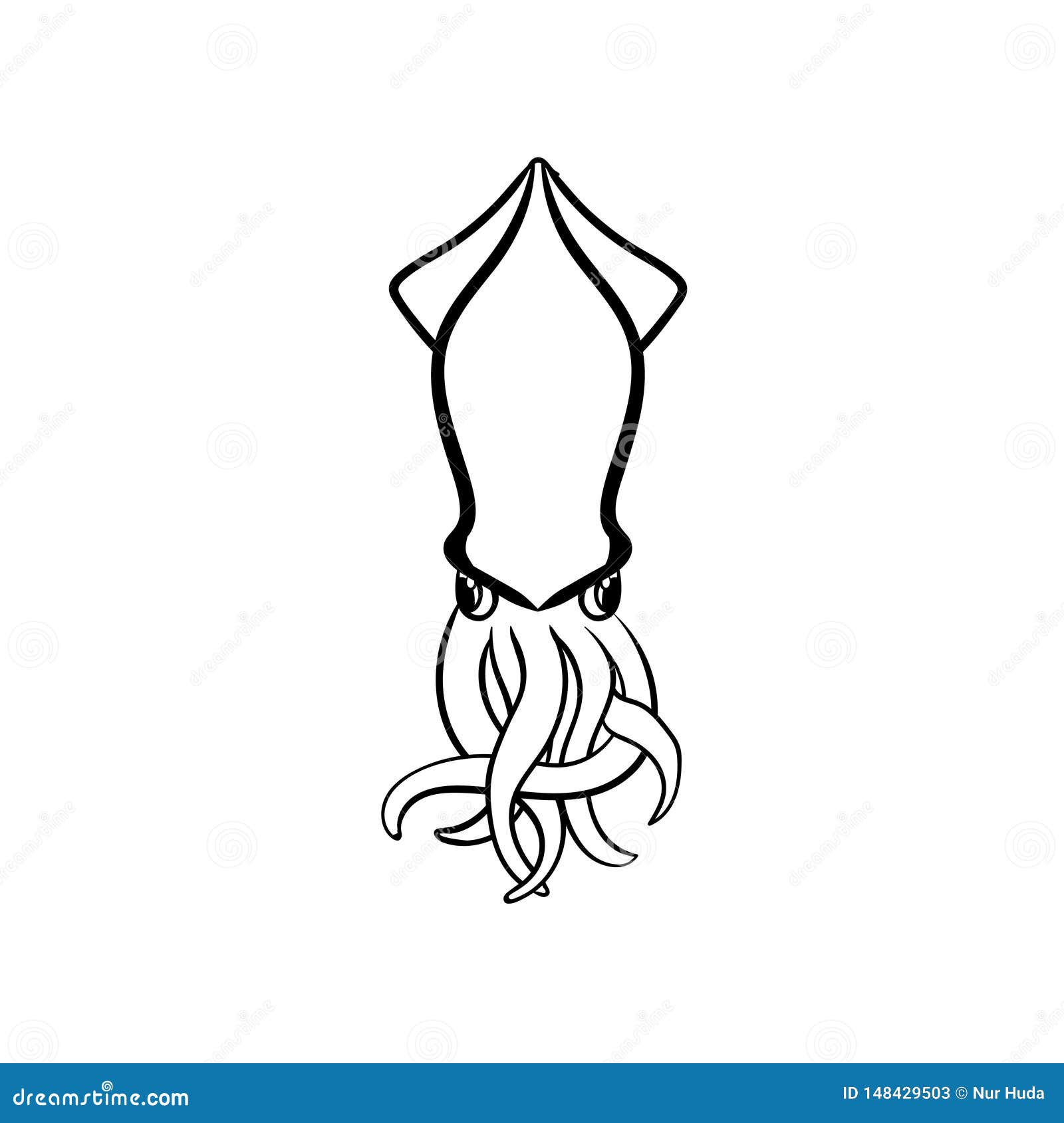 Squid Hand Drawing in a Simple Style Doodle Vector Icon Stock ...
