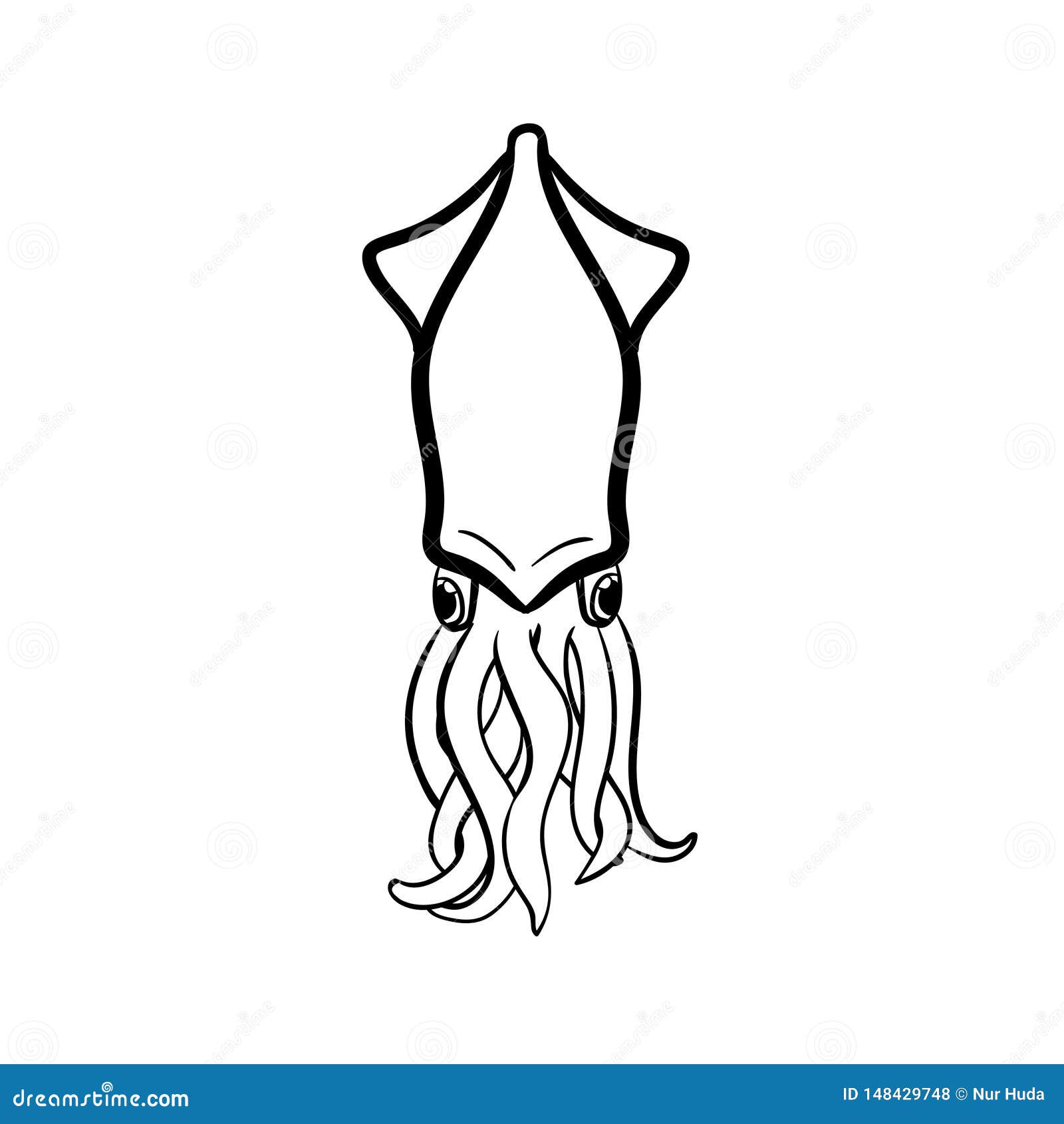 Squid Hand Drawing in a Simple Style Doodle Vector Icon Stock ...