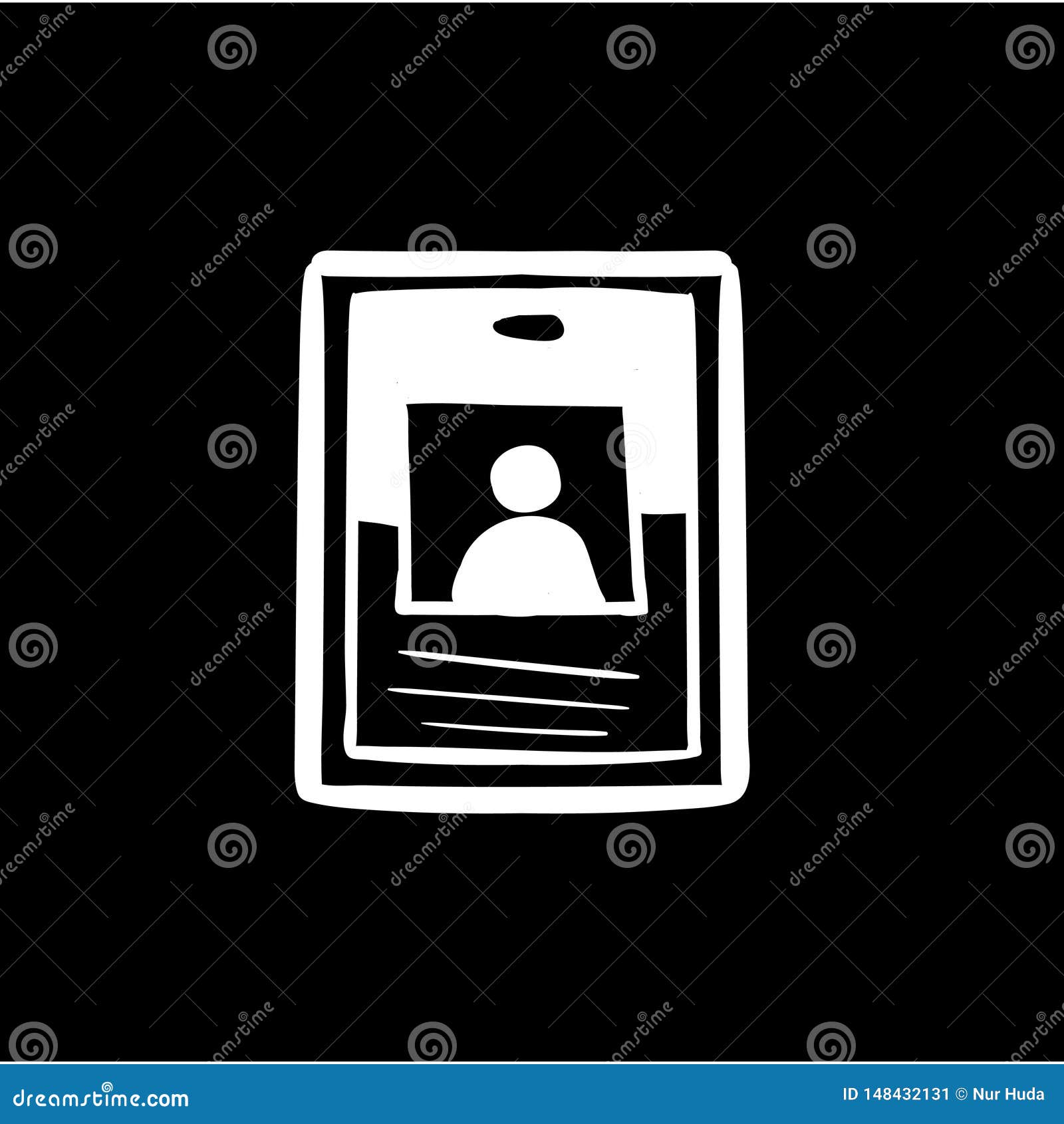 Id Card Doodle Icon Vector Hand Drawing Stock Vector - Illustration of ...