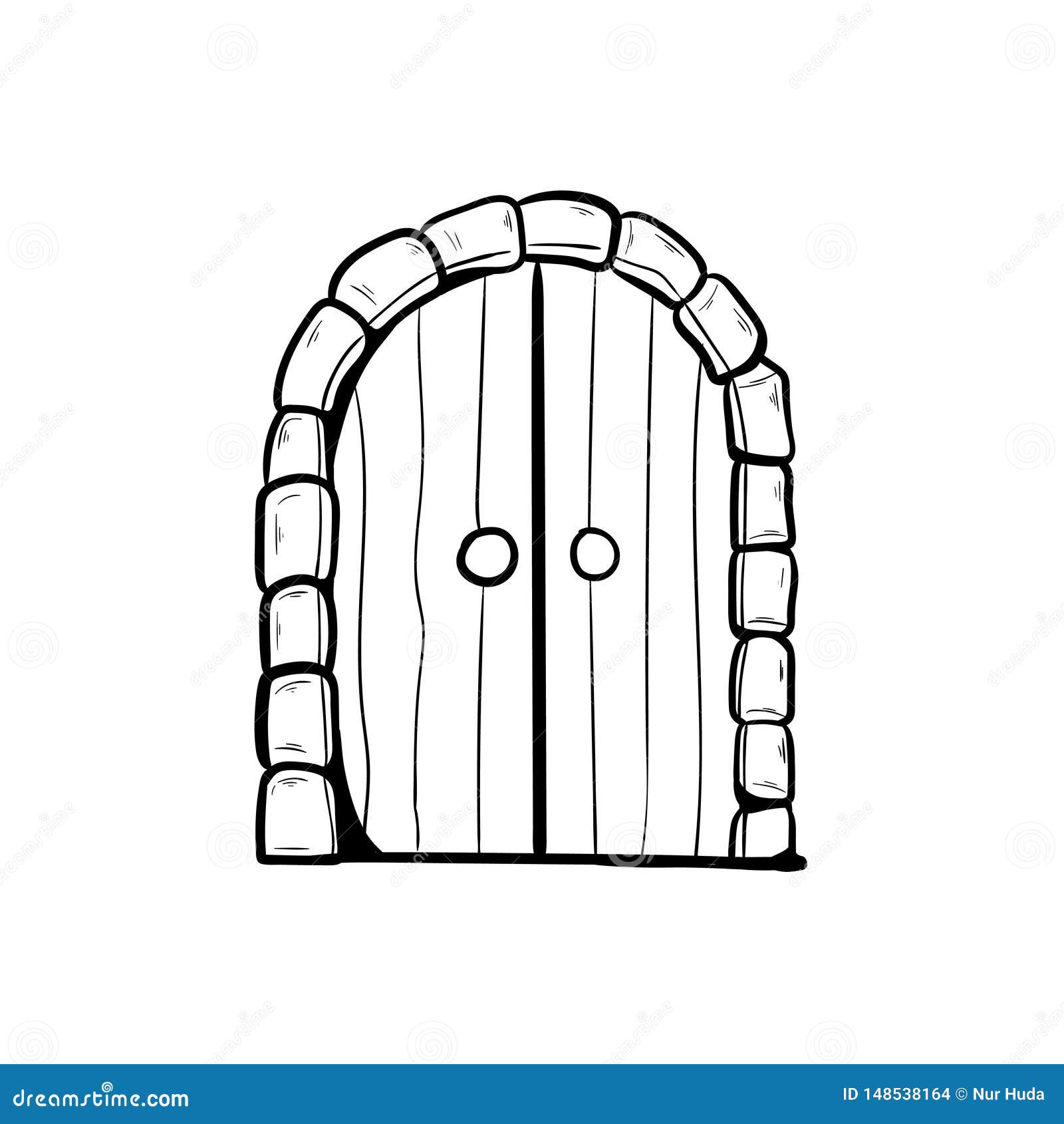 Old Arched Door Doodle Hand Drawing Stock Vector - Illustration of ...