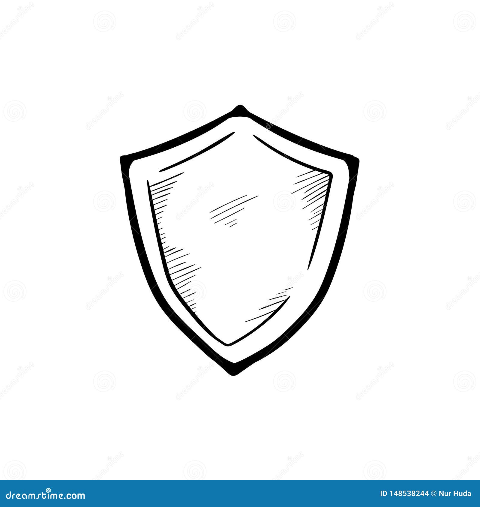 Shield Doodle Icon Hand Drawing Stock Illustration - Illustration of ...