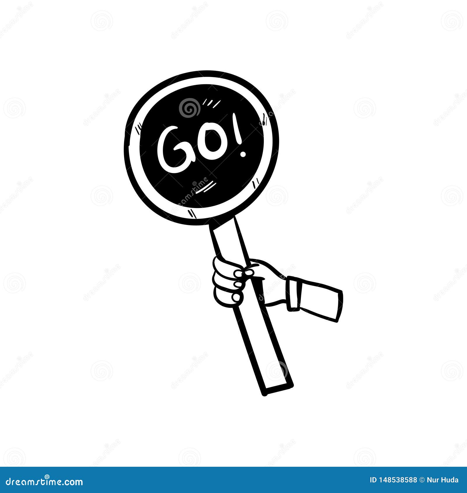 Go Sign Doodle Hand Icon Vector Hand Drawing Stock Vector ...