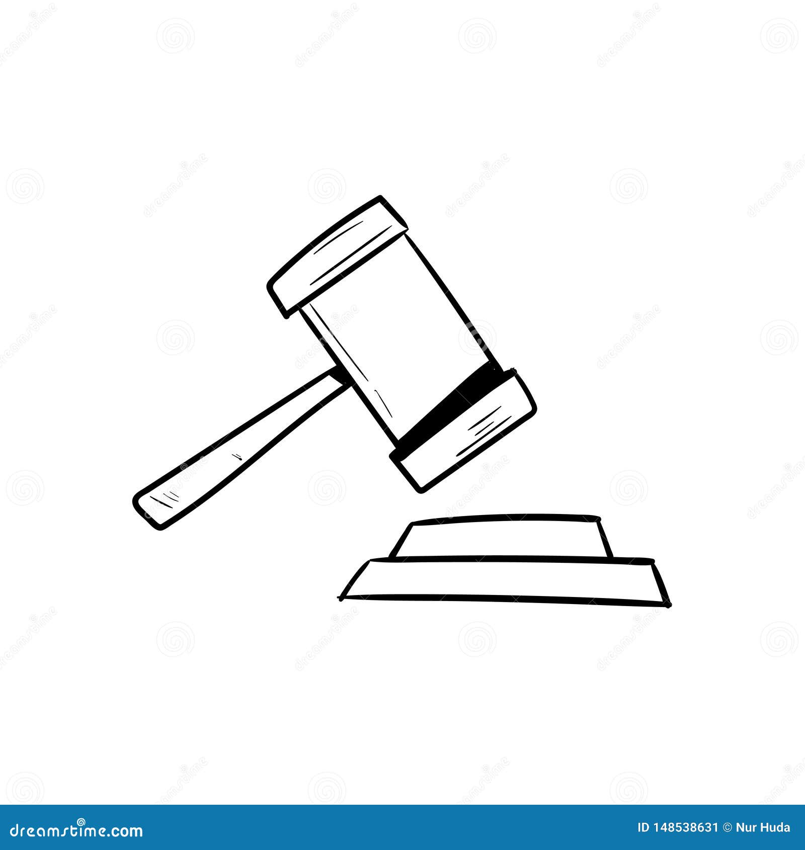 Hammer Law Doodle Hand Drawing Stock Illustration - Illustration of ...