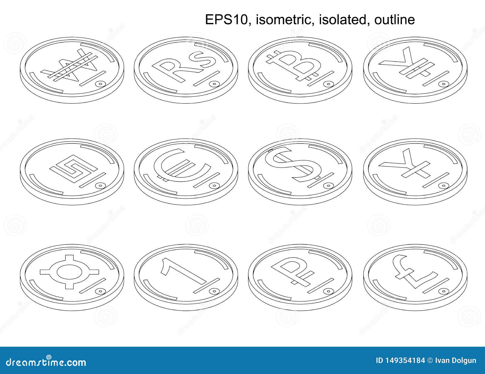 Isometric Vector Coin Set of World Currencies. Isometric Icons. Stock ...