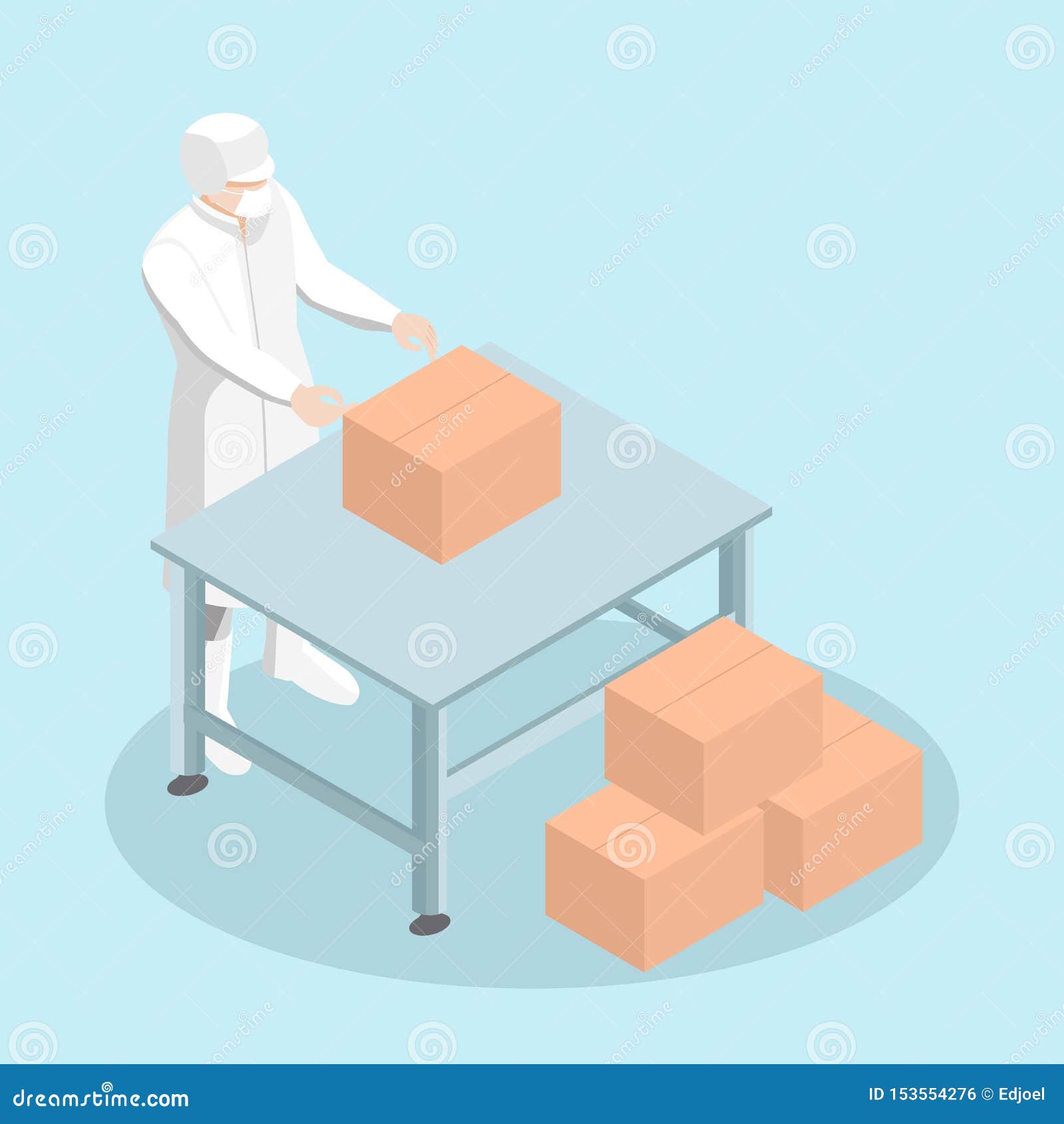 Worker Making a Packing in an Industrial Company Stock Vector ...