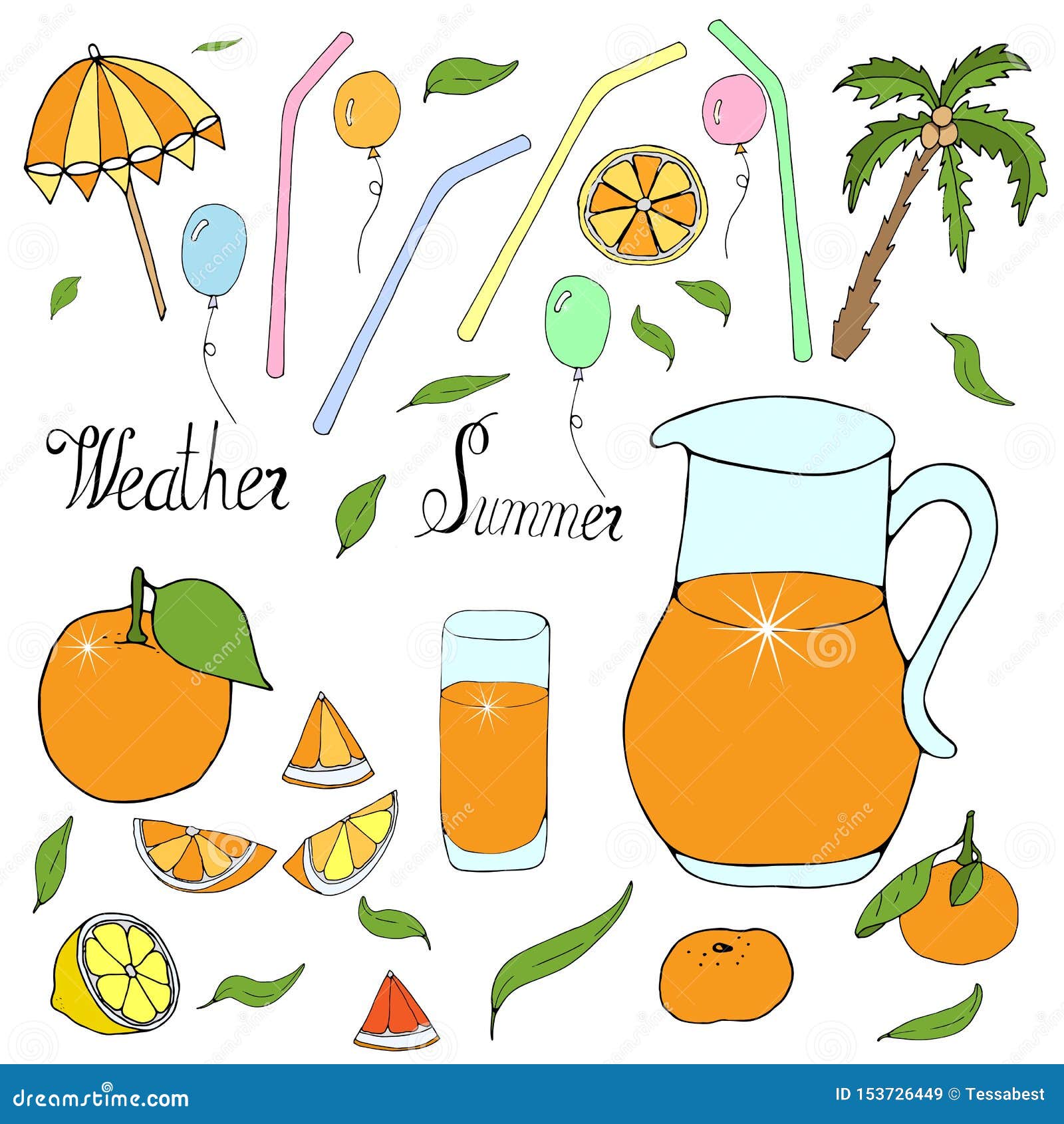 Happy Celebrate Orange Freshness Vector Hand Draw Stock Vector ...