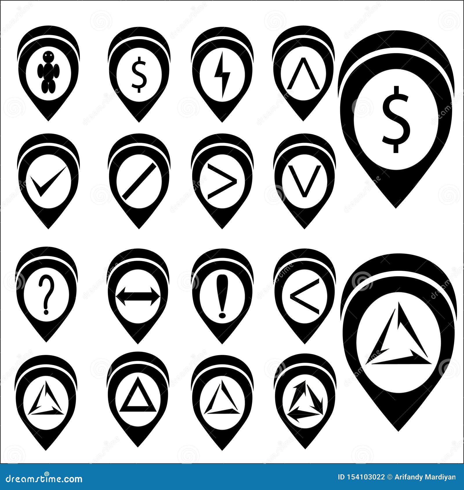 GPS Vector Icon Set with Common Symbols in it Stock Vector ...