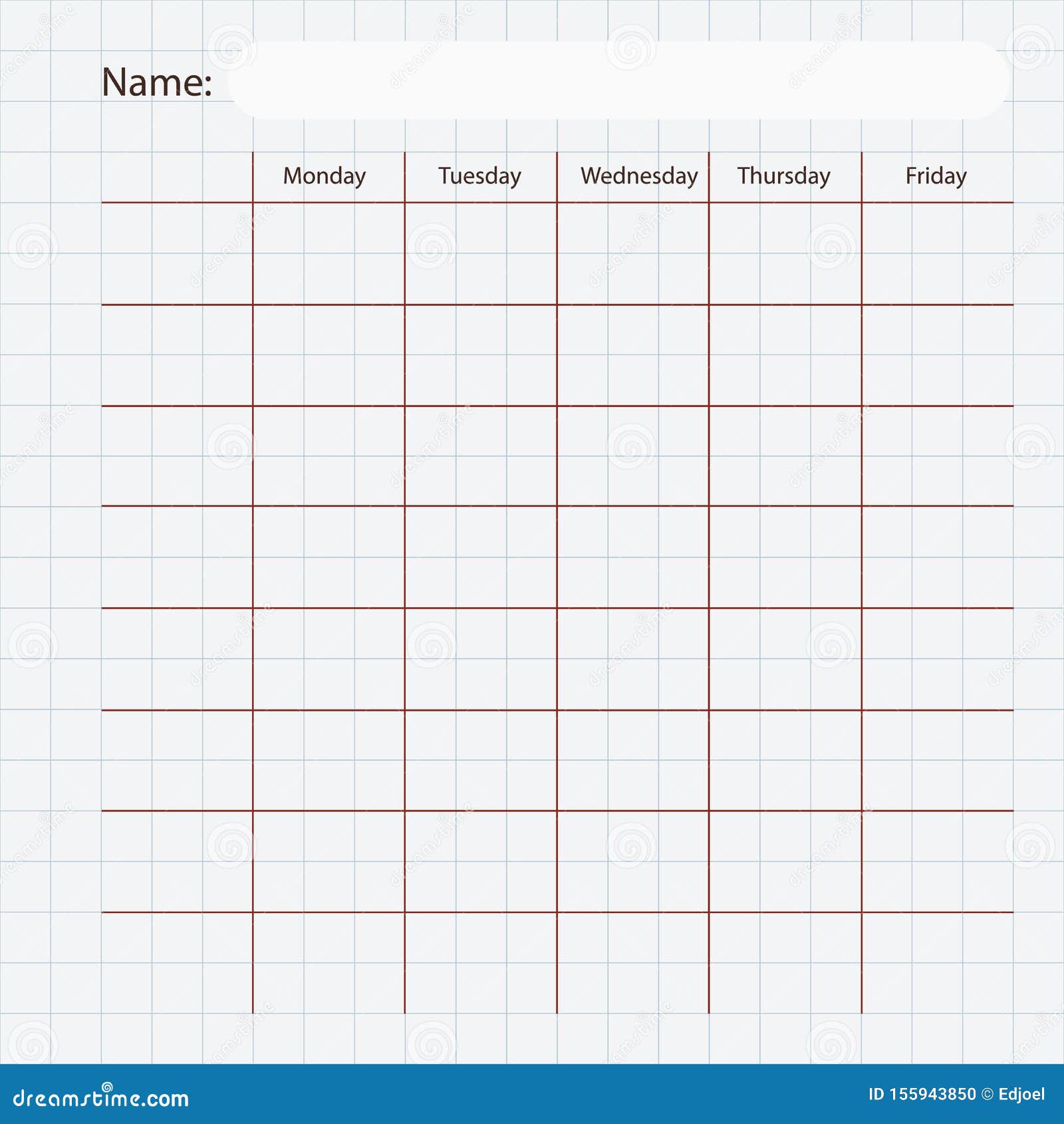 Creative Grid Sheet School Schedule Card Stock Vector - Illustration of ...