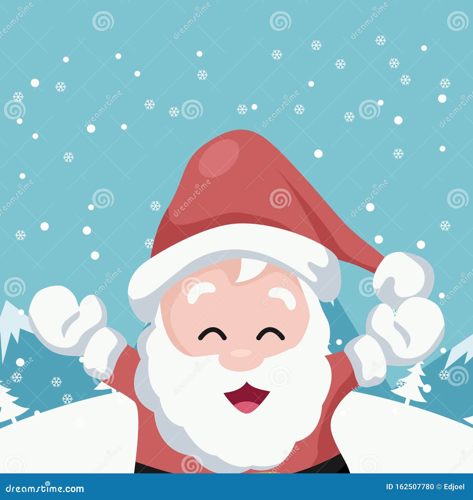 Merry Santa Claus Christmas Card in the Snow Stock Vector ...