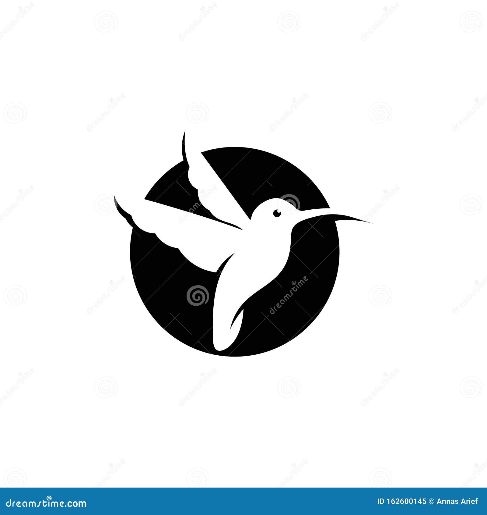 Modern Simple Bold Hummingbird in Black Circle Frame Stock Vector ...