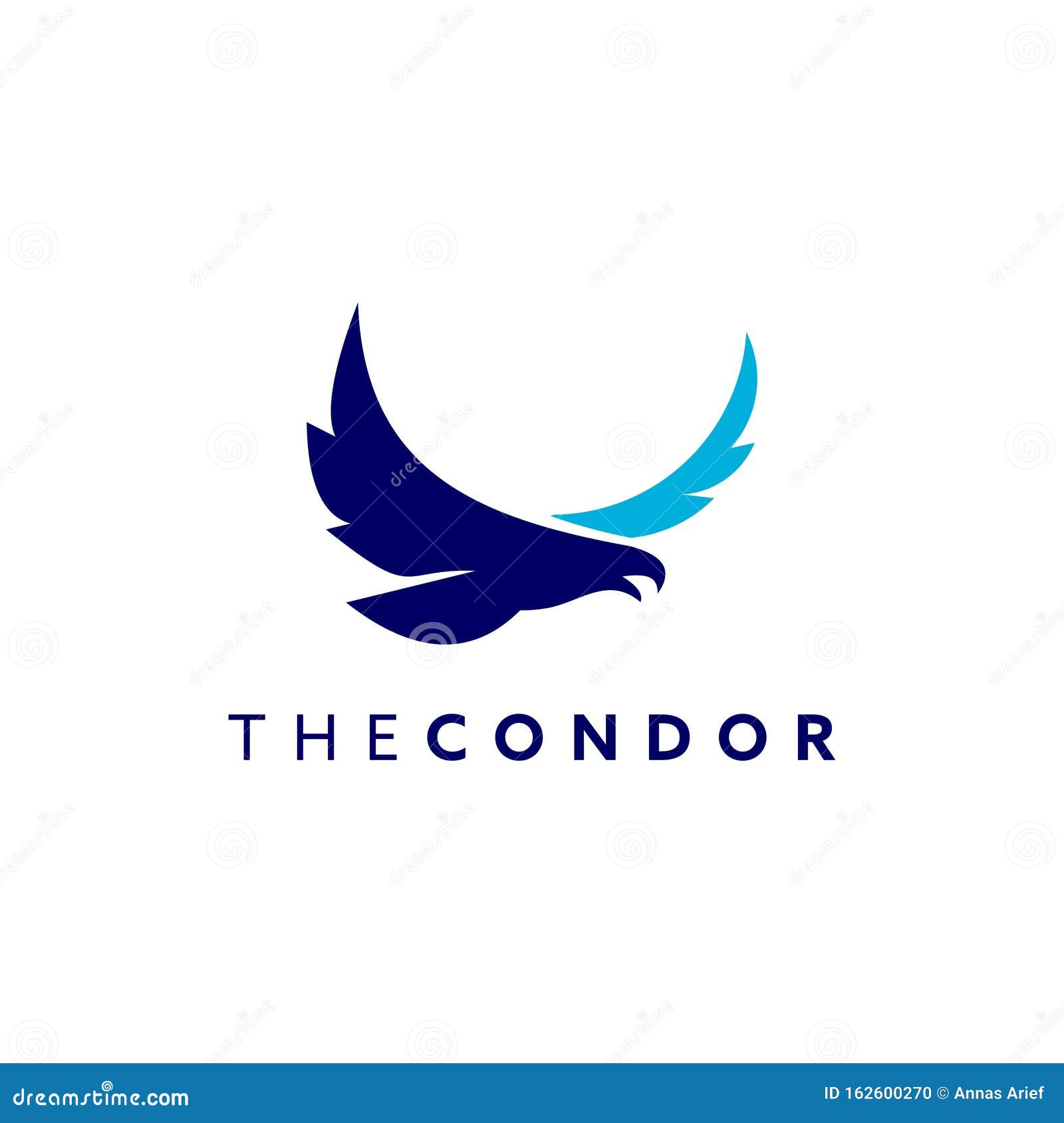 Simple Flat Abstract Flying Condor Bird in Blue Color for Business ...