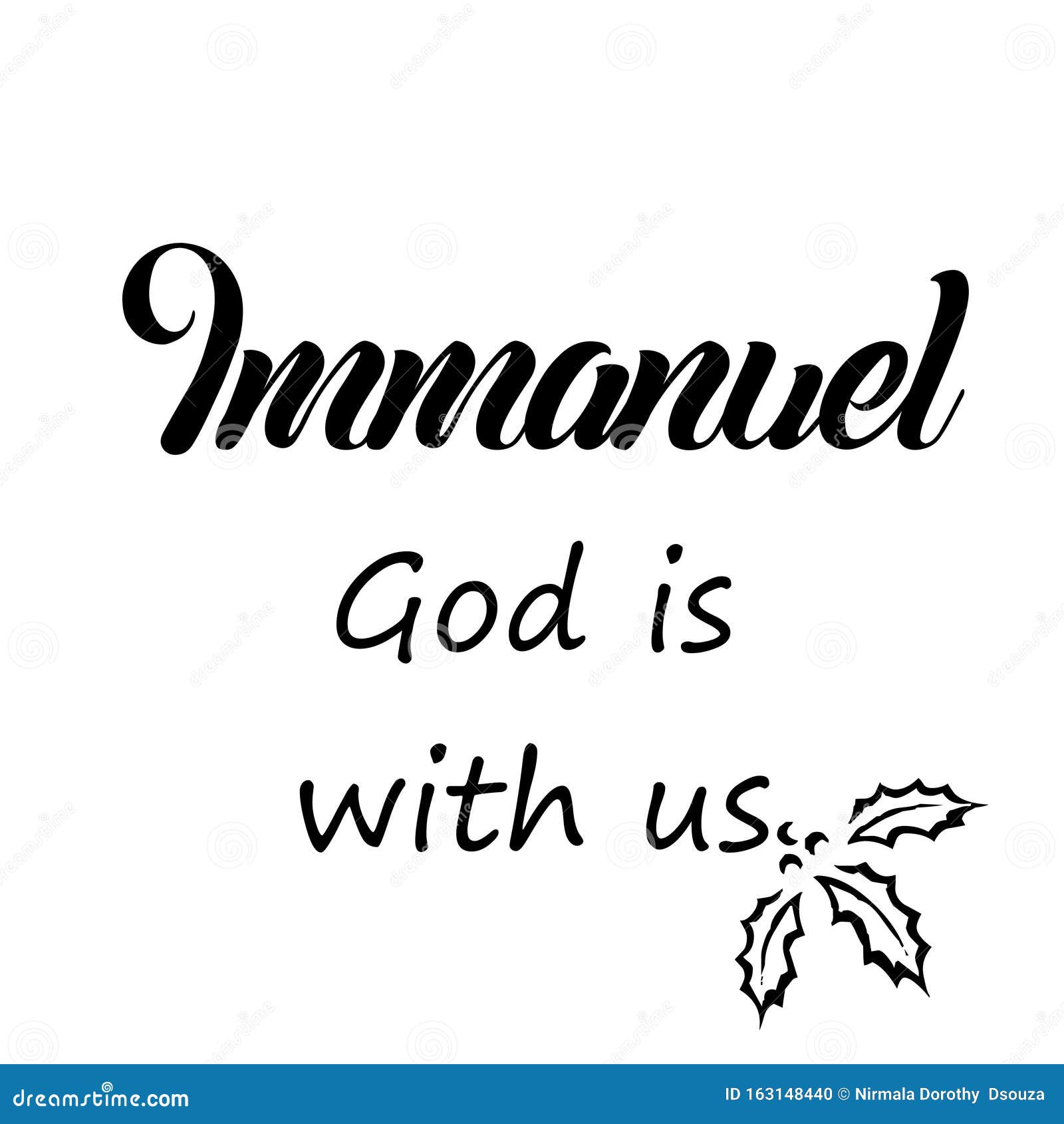 God is with Us, Hand Lettered Christmas Quote Print Stock Vector ...