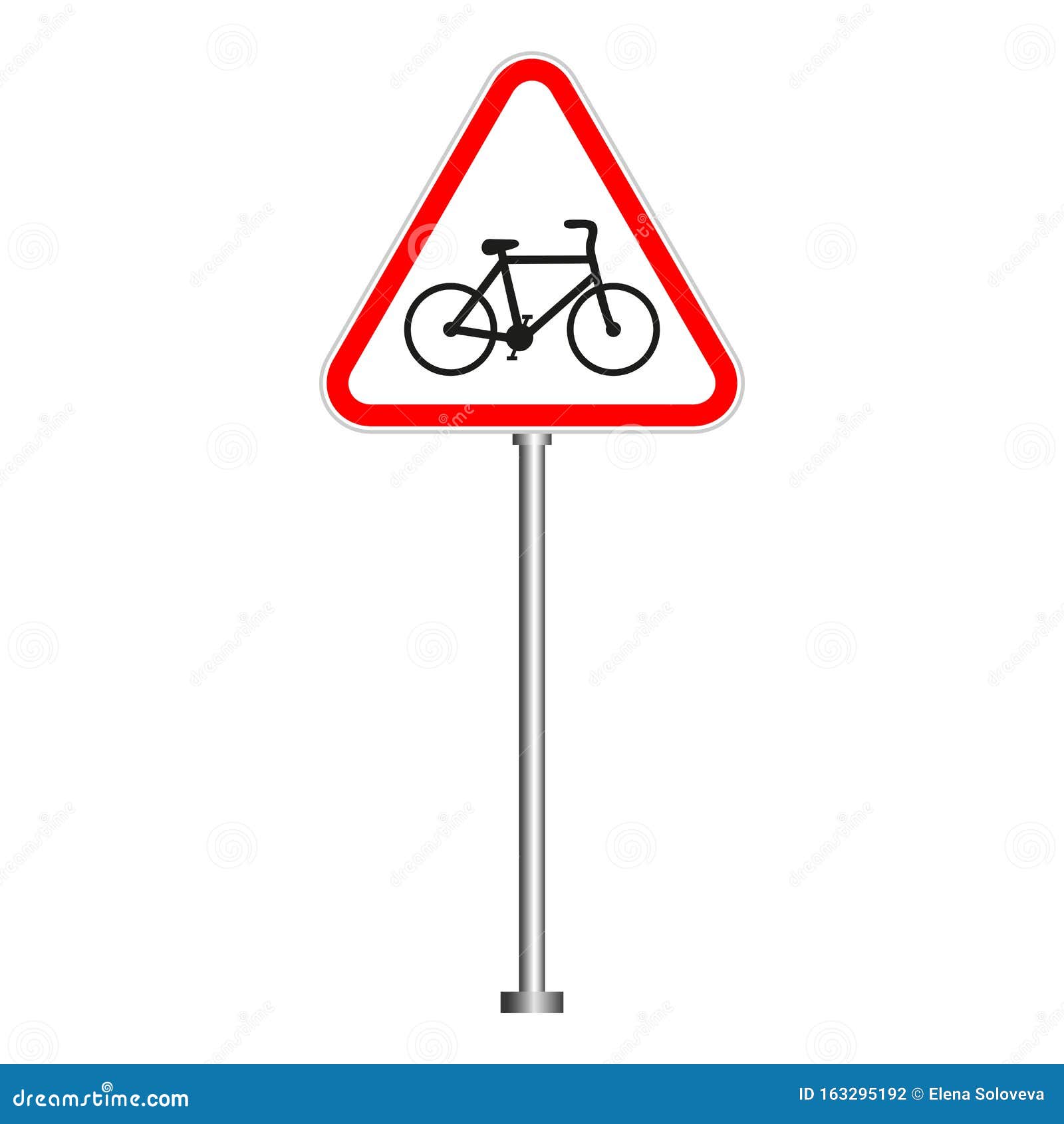 Warning Sign Bike in a Red Triangle on a White Background. Traffic Sign ...