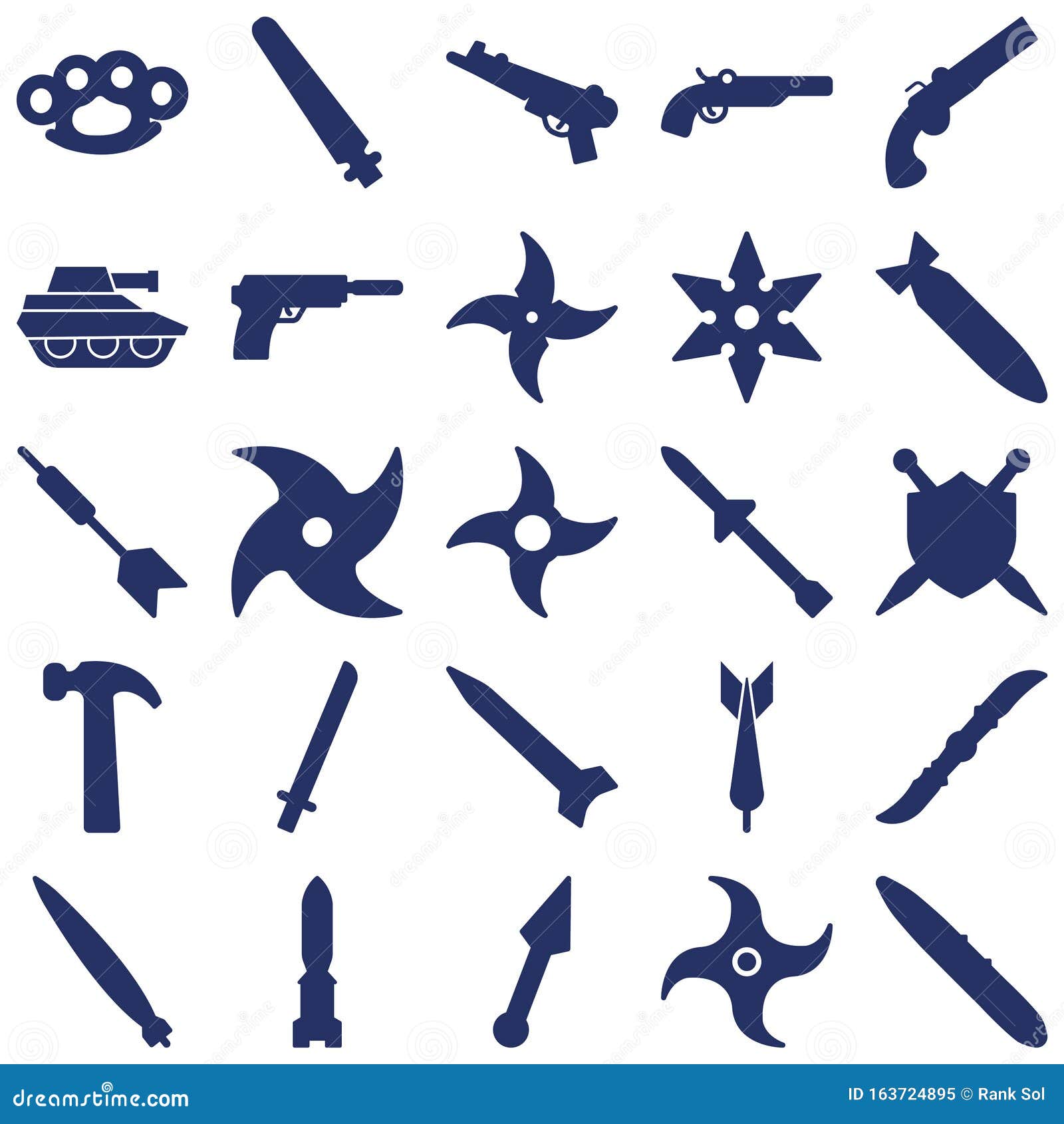 Weapon Isolated Vector Icon Set Every Single Icon Can Easily Modify or ...