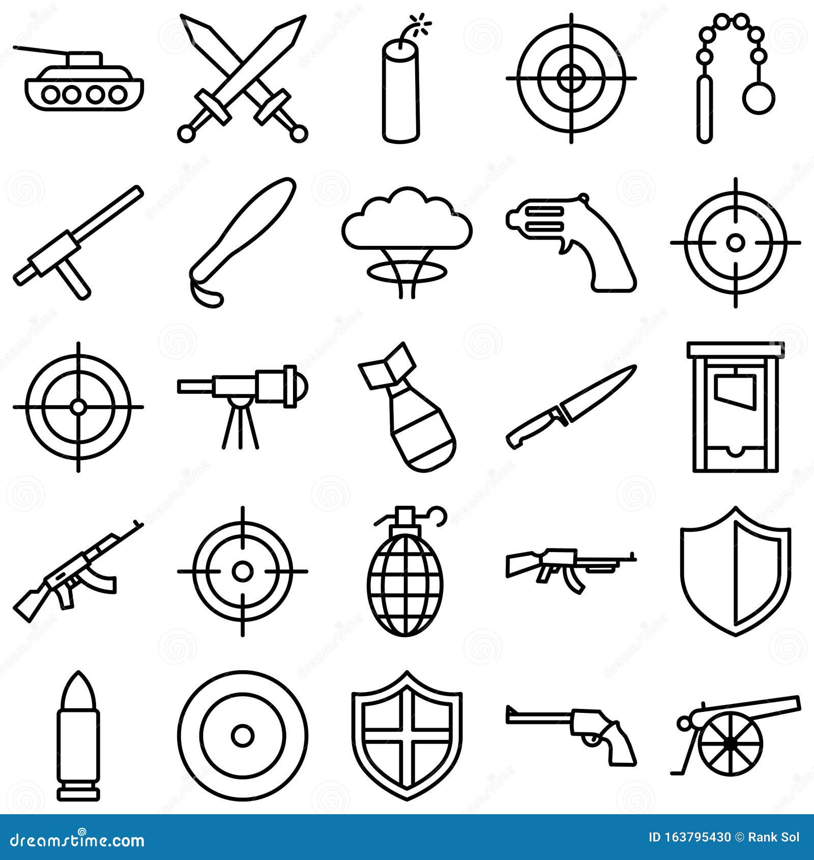 Weapon Isolated Vector Icon Set Every Single Icon Can Easily Modify or ...