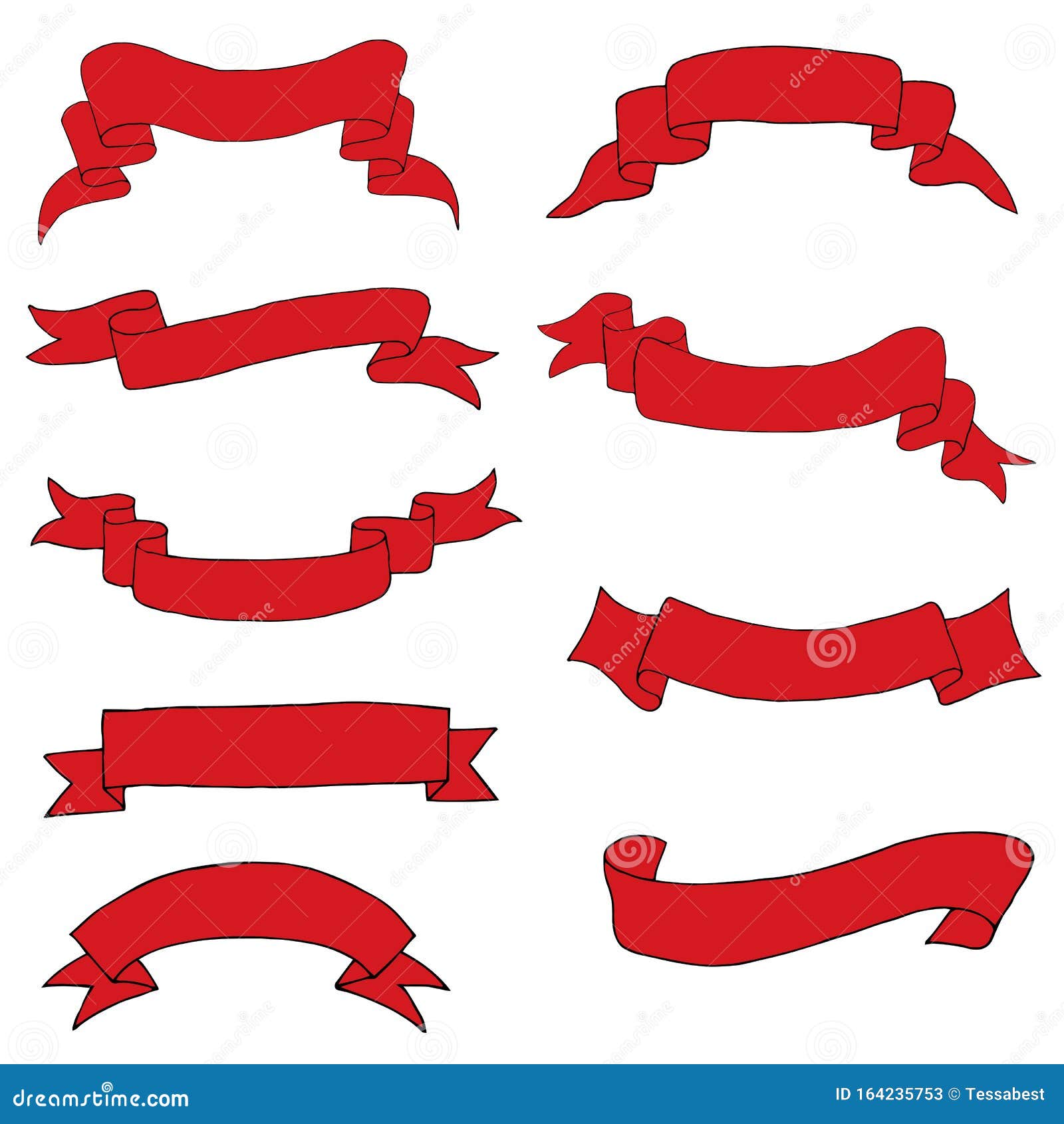 Set of Red Ribbons for Design Stock Vector - Illustration of ribbon ...