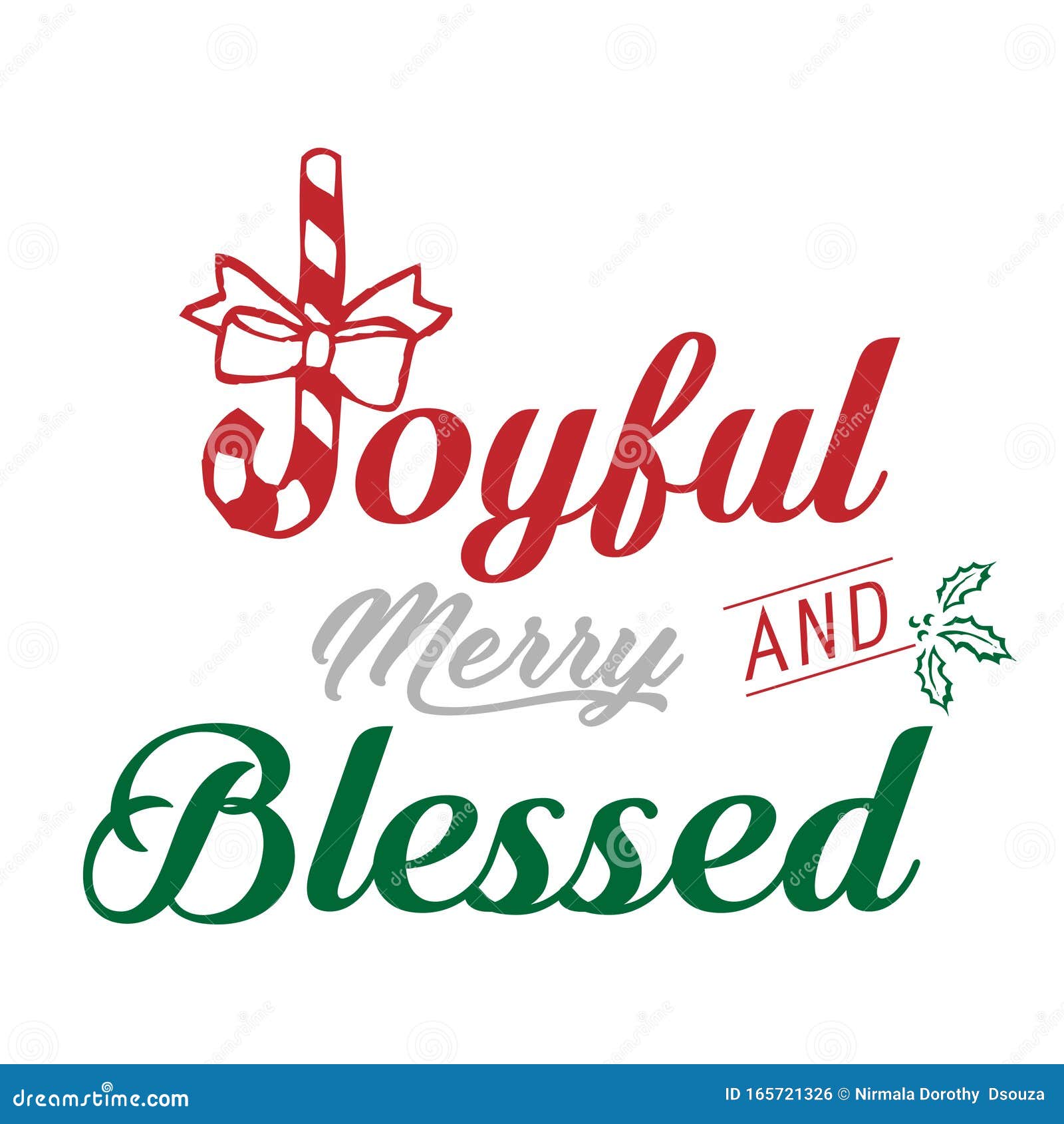 Joyful, Merry and Blessed, Christmas Card Stock Vector - Illustration ...