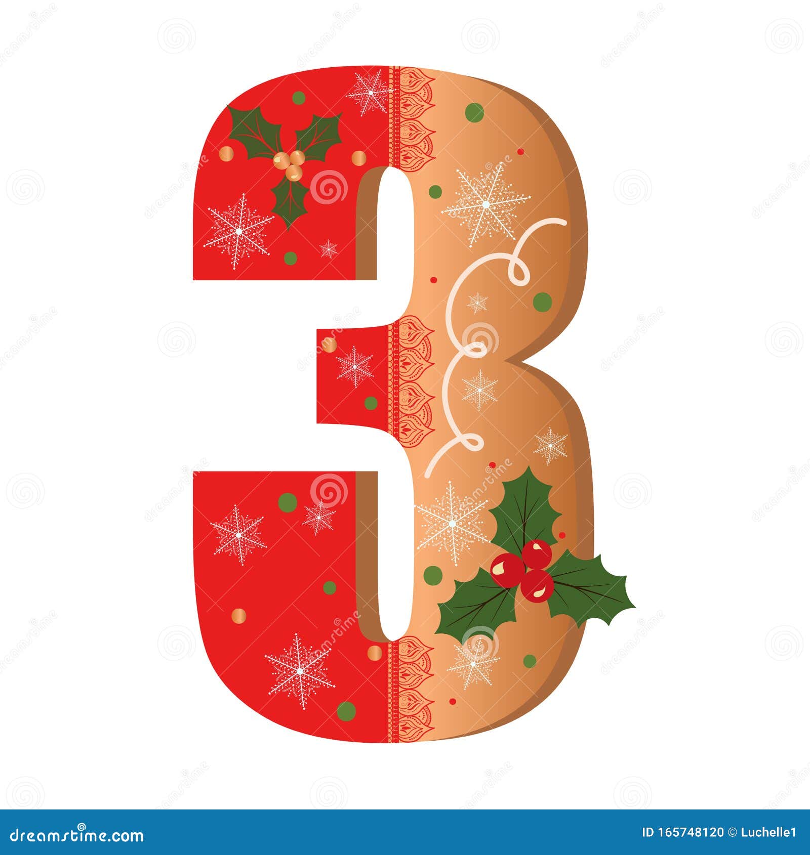 Numbers Gingerbread Cookies Vector - Number 3 with Flowers, Leaves ...