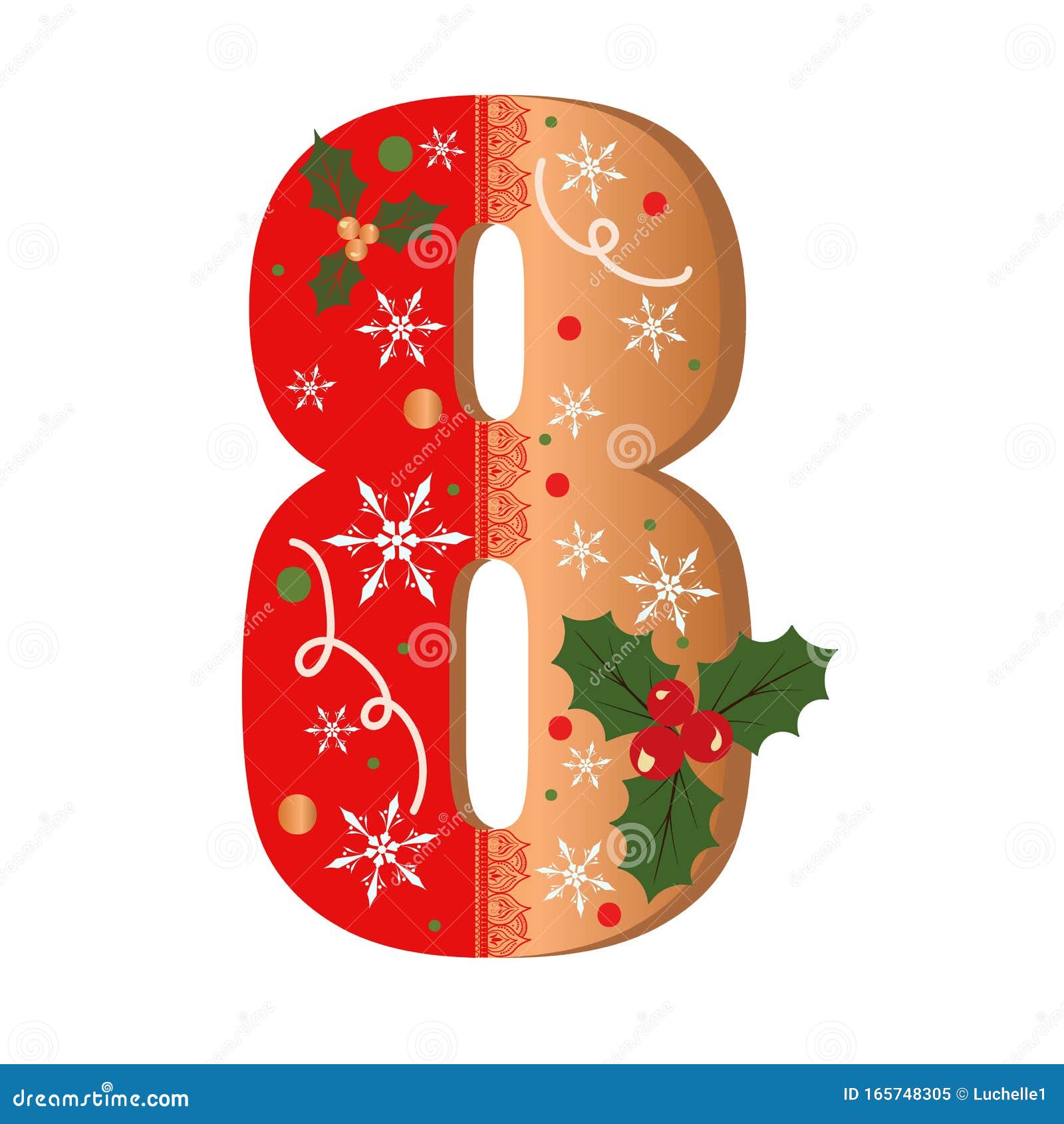 Numbers Gingerbread Cookies Vector - Number 8 with Flowers, Leaves ...
