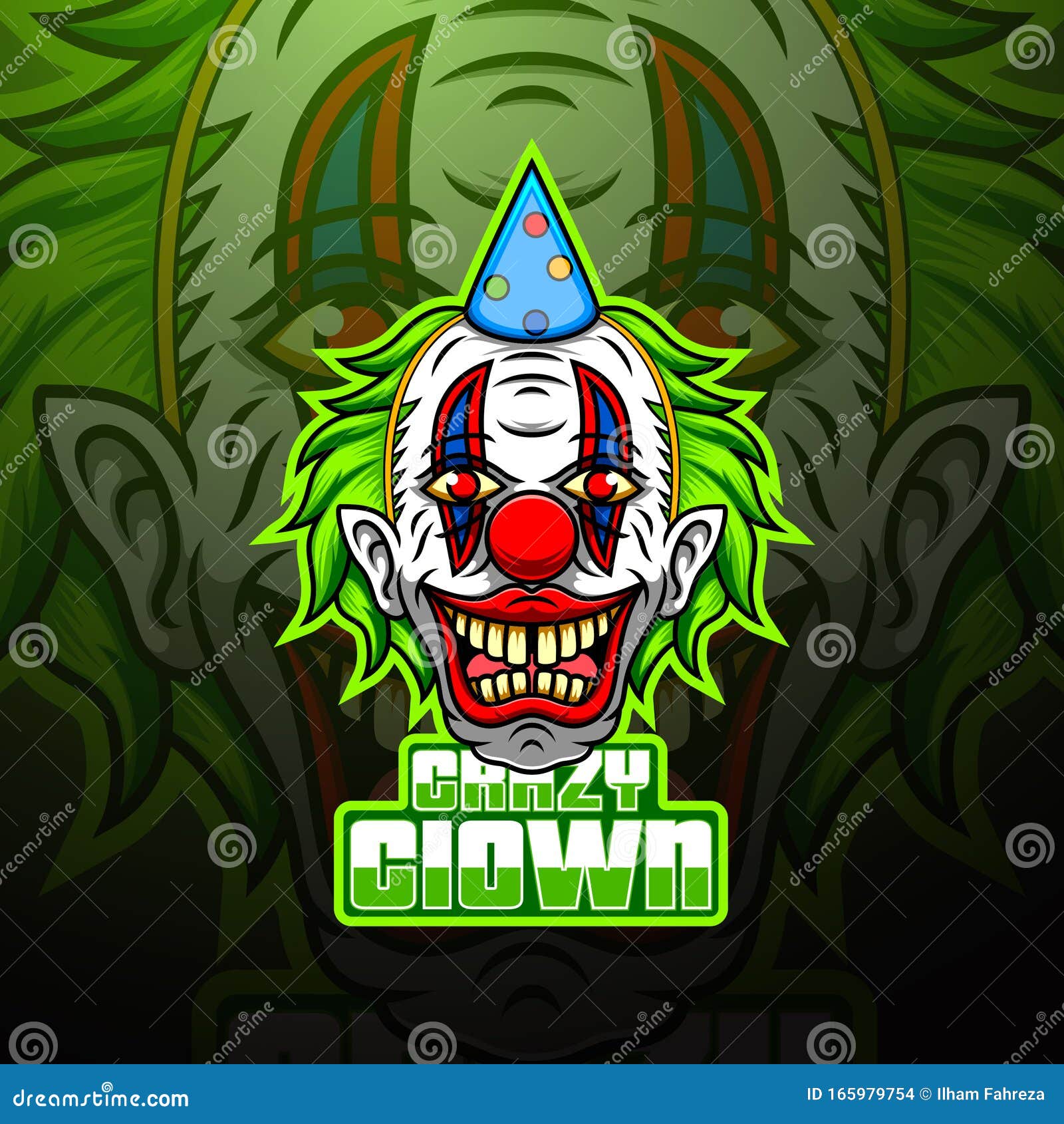 Crazy Clown Esport Mascot Logo Design Stock Vector - Illustration of ...