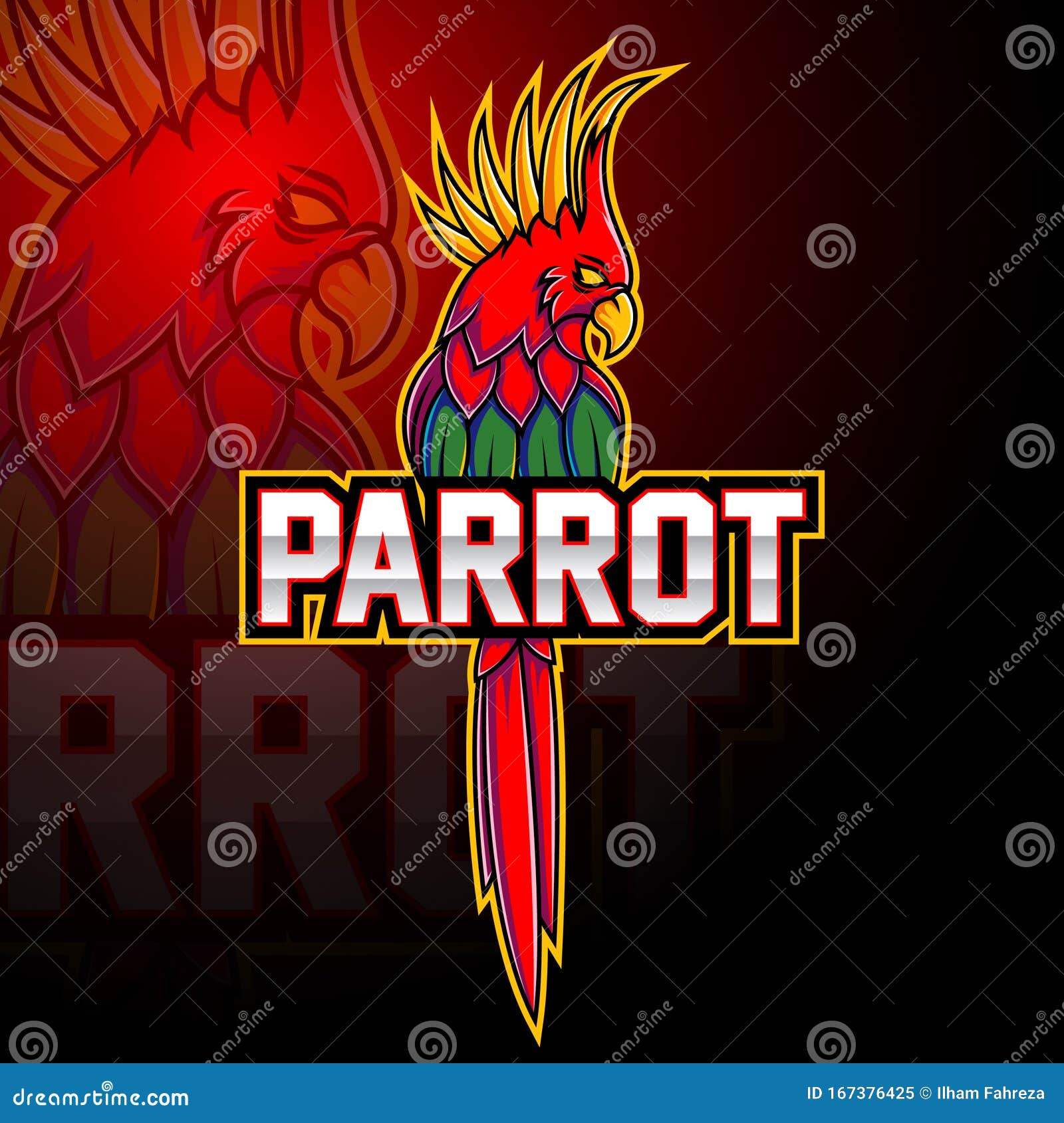 Parrot Esport Mascot Logo Design Stock Vector - Illustration of head ...