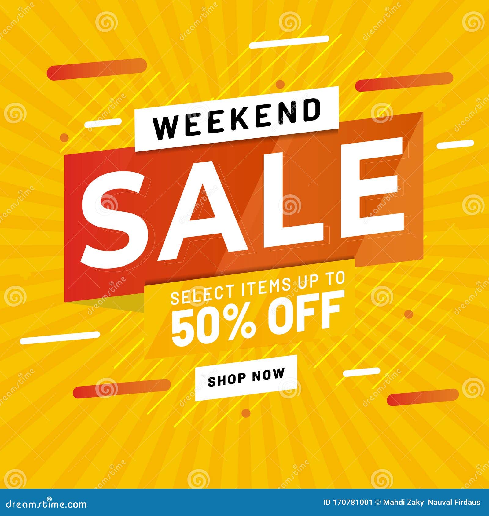 Weekend Promotion Sale Orange Color Design Template Stock Vector ...