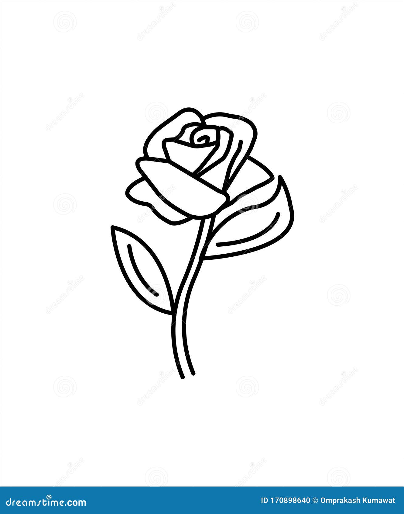 Rose Line Icon,rose with Leaf,vector Best Illustration Design Line Icon ...