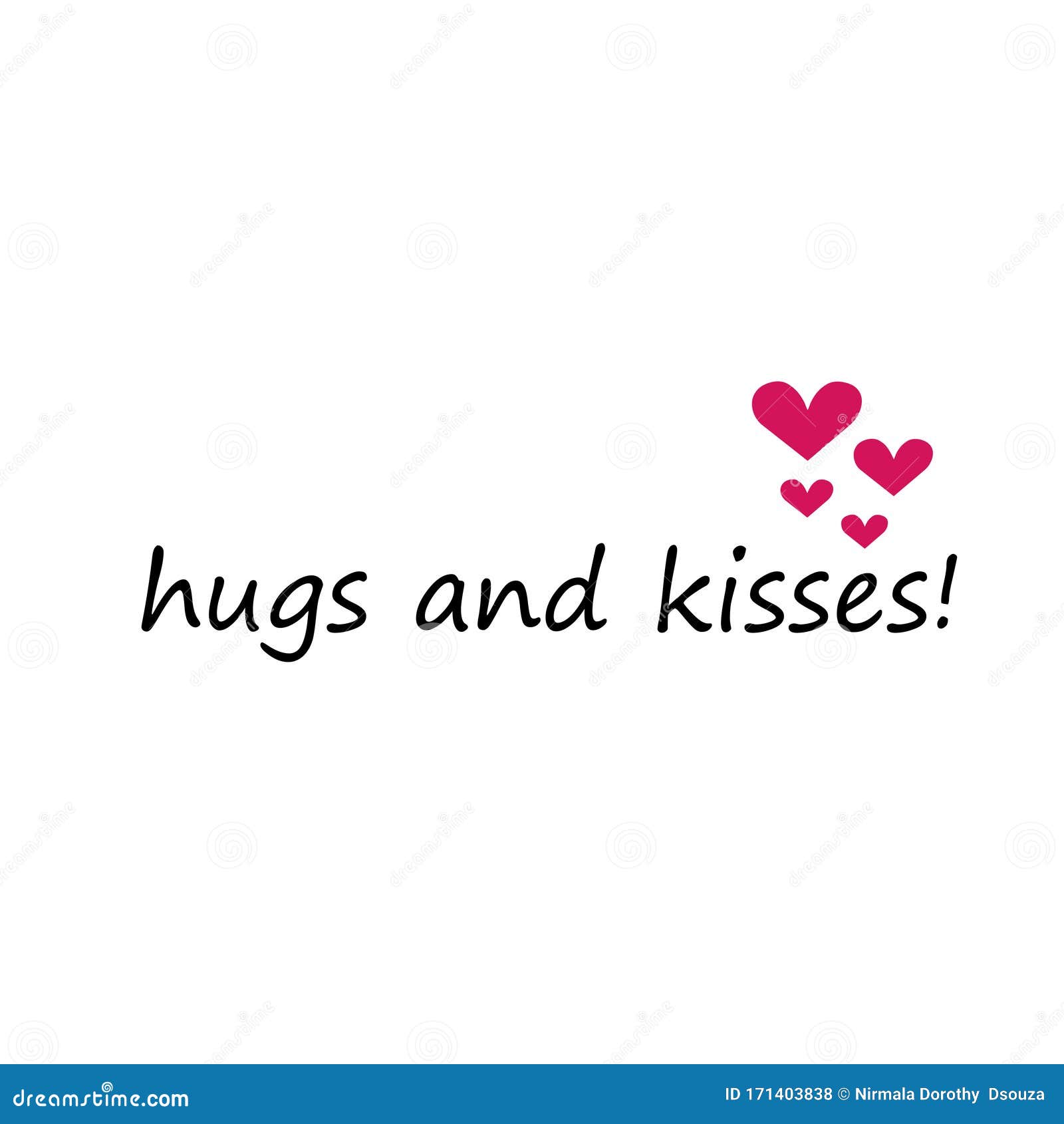 Hugs and Kisses Text for Print Stock Vector - Illustration of heart ...