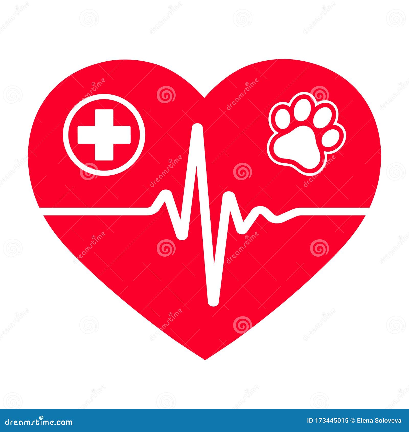 Veterinary Emblem Heartbeat Symbol in Heart with Dog Paw. Illustration ...