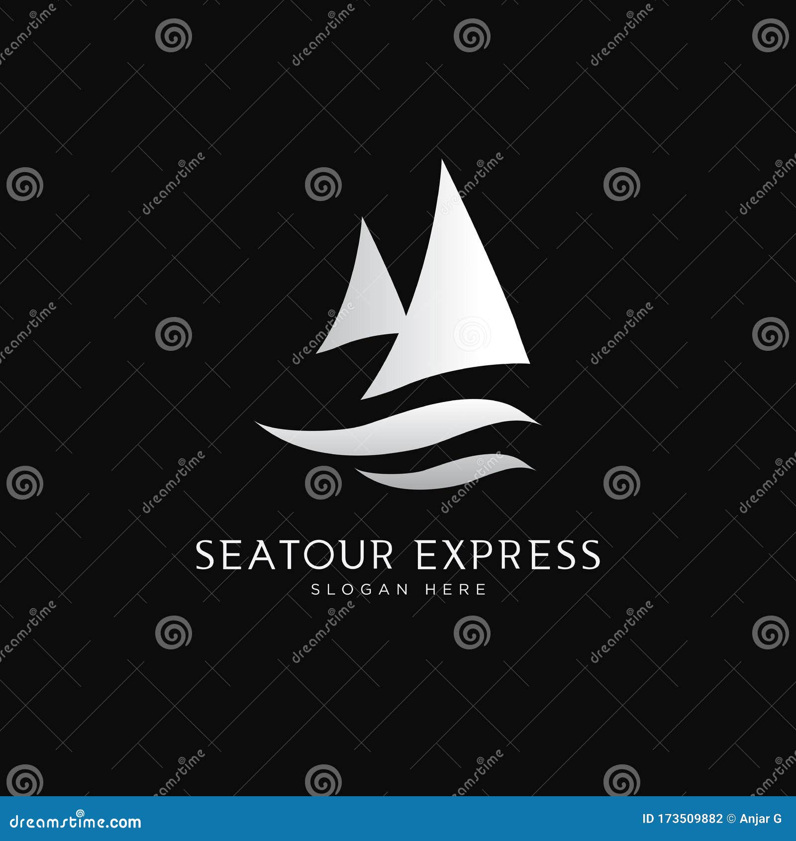 Elegant Minimal Silver Sail Boat and Wave Logo Template Stock Vector ...