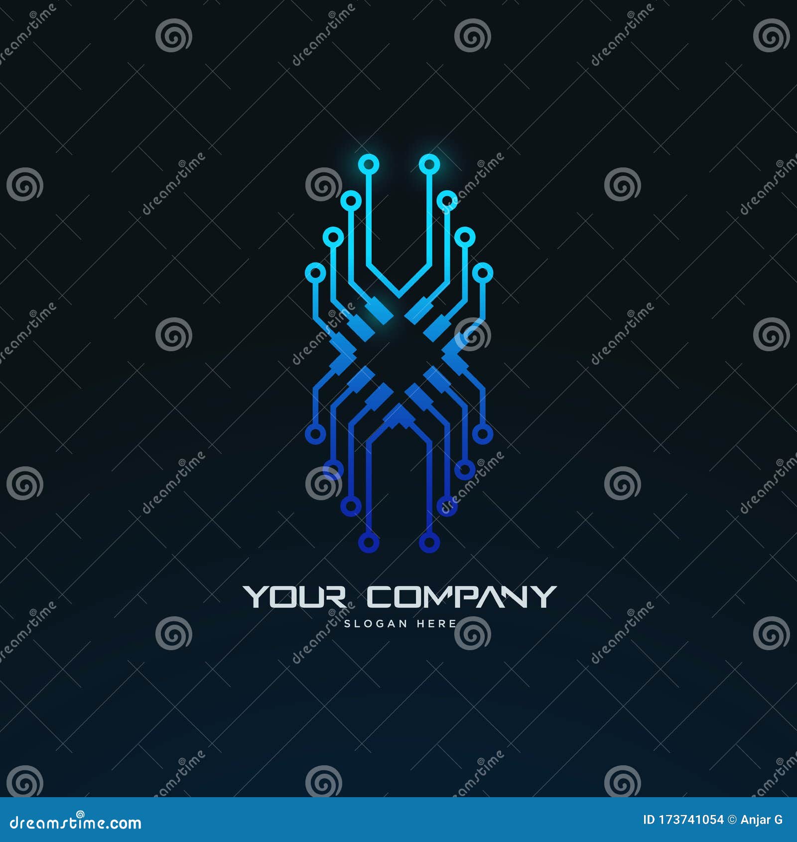 Futuristic Abstract Spider Shaped Tech Circuit Board Logo Template ...