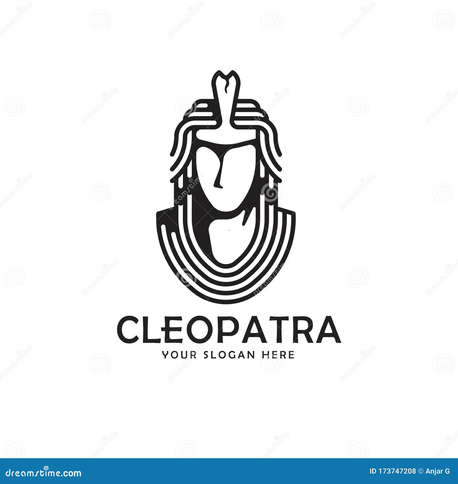 Vintage Cleopatra Line Art Style Logo Illustration Template Template ...