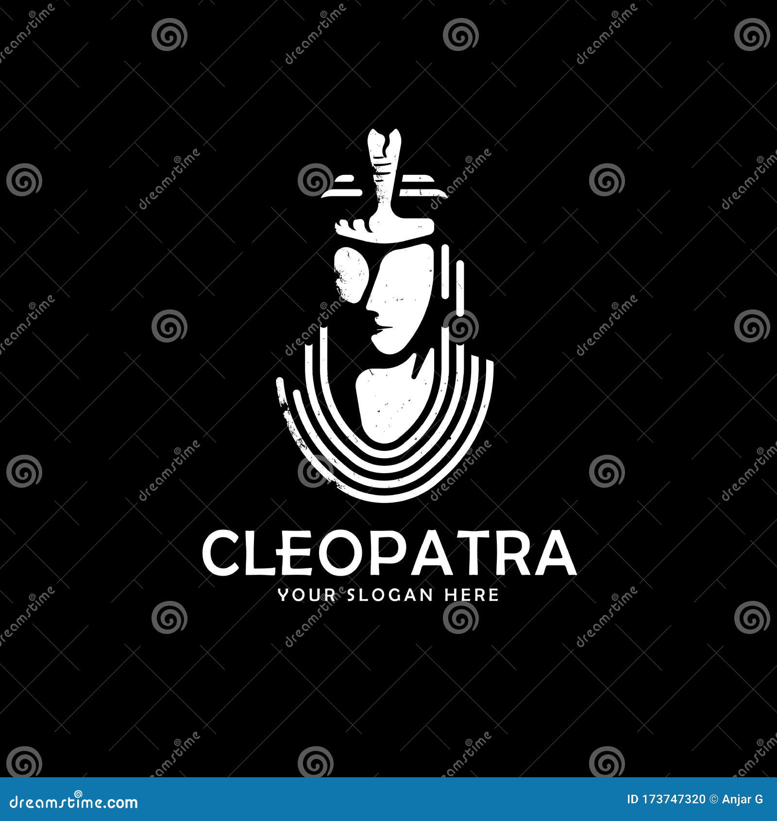 Vintage Cleopatra Line Art Style Logo Template Vector Illustration ...