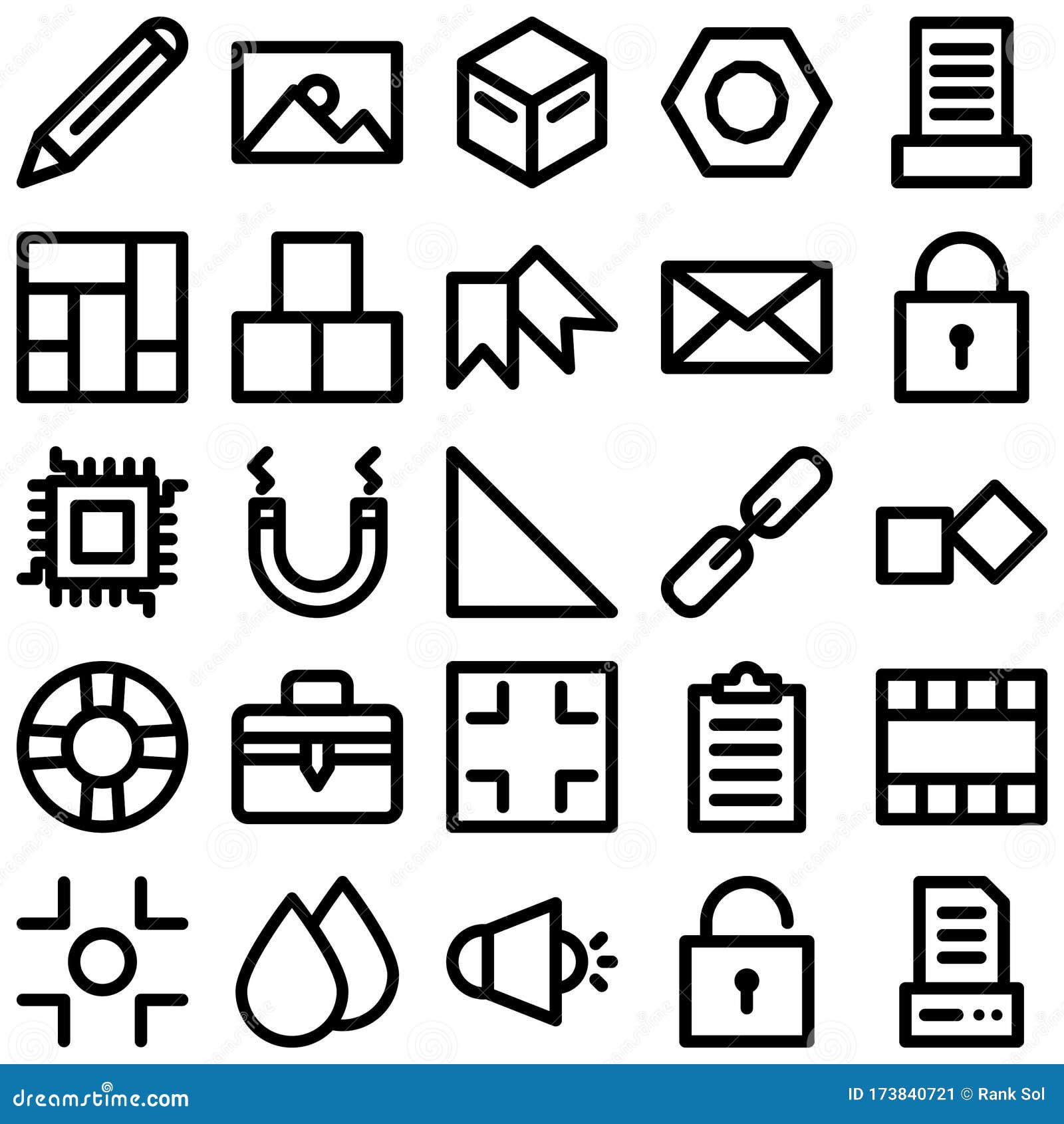 Digital Products Bold Outline Vector Icons Set Every Single Icon Can ...