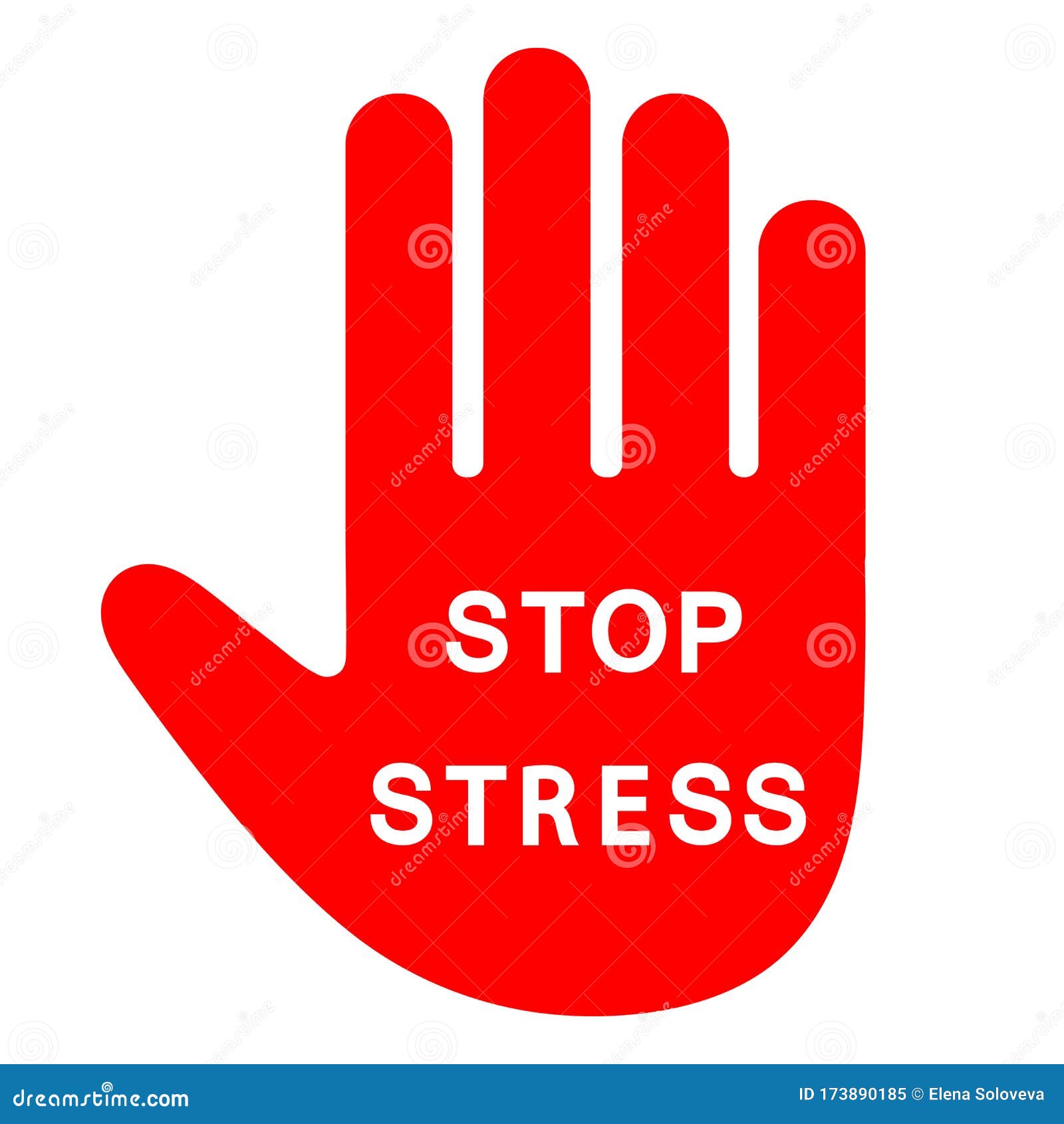 Stress Stop Sign. Red Hand with White Text Stock Vector - Illustration ...