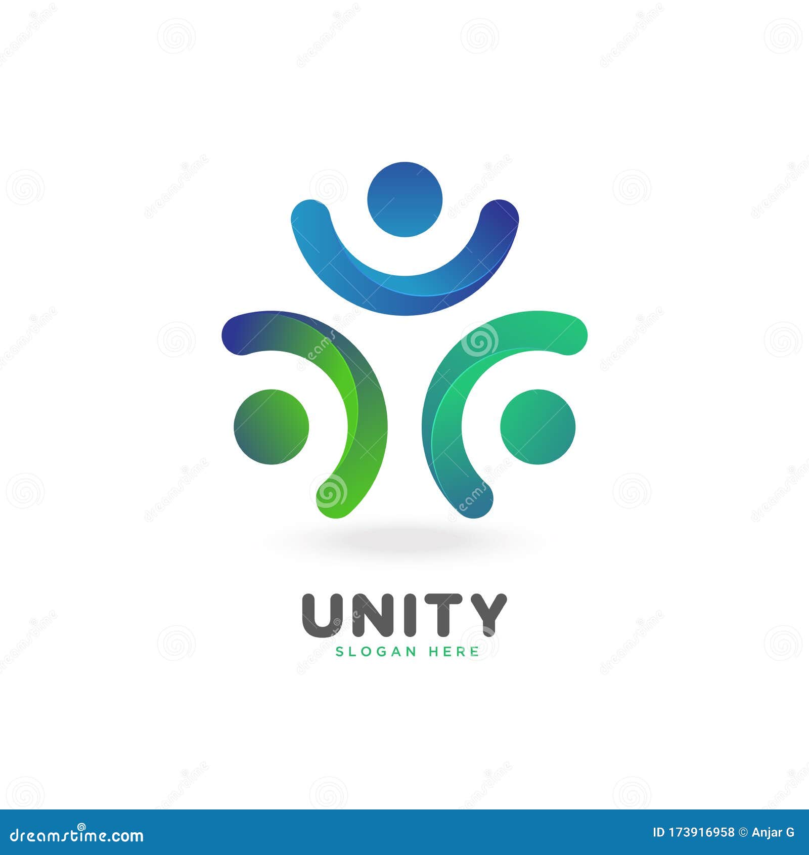 Colorful Smooth Gradient Trio Unity, People, Social Logo Vector ...