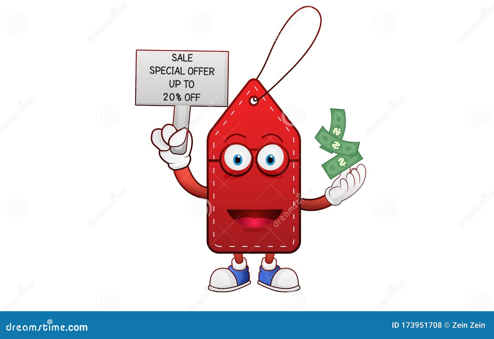 Tag Price Cartoon, Illustration Label Promotion Holding Signboard Stock ...