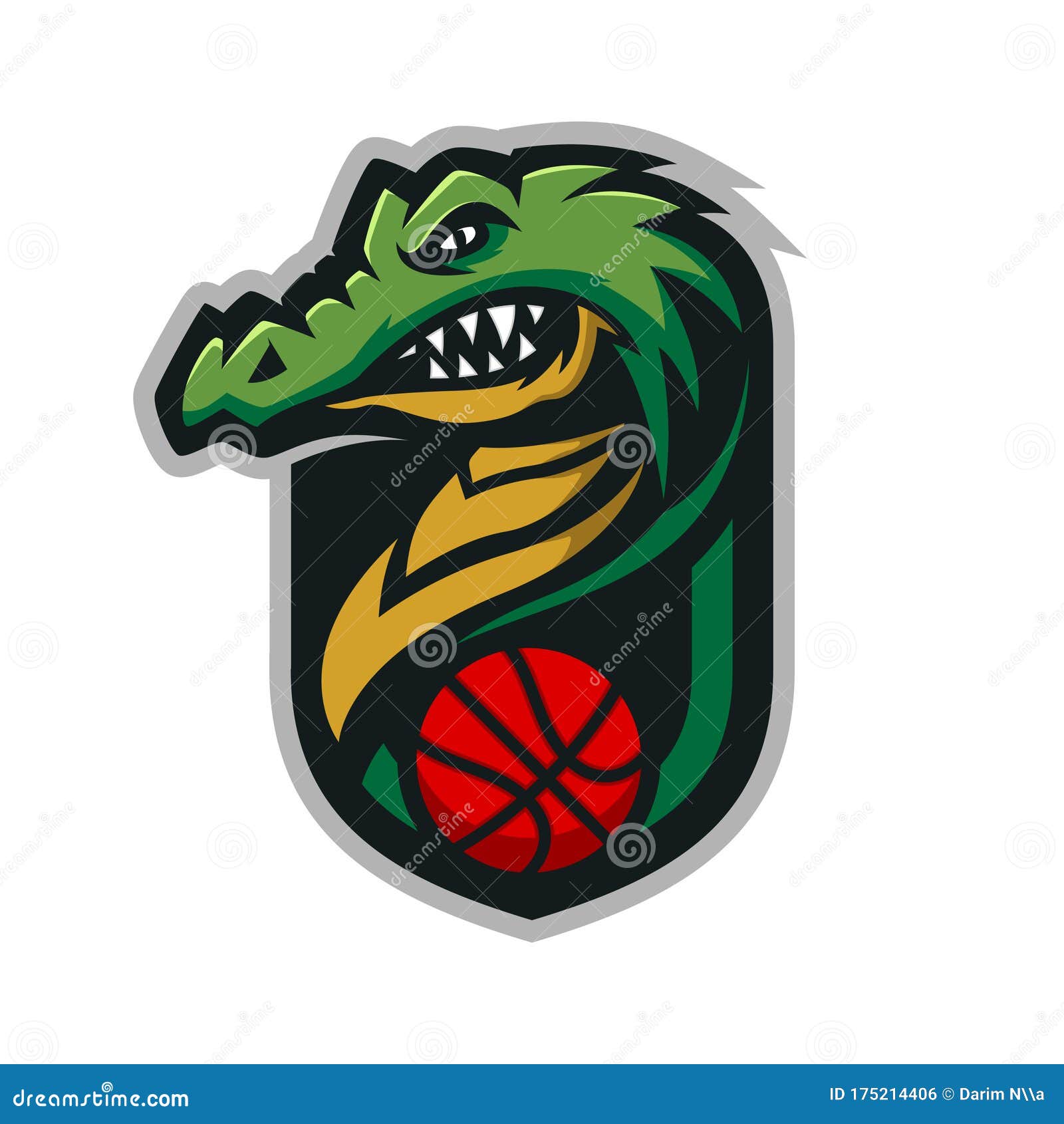 Crocodile Head Mascot Logo for the Basketball Team Logo. Stock Vector ...
