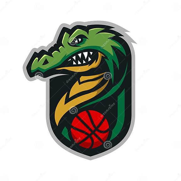 Crocodile Head Mascot Logo for the Basketball Team Logo. Stock Vector ...