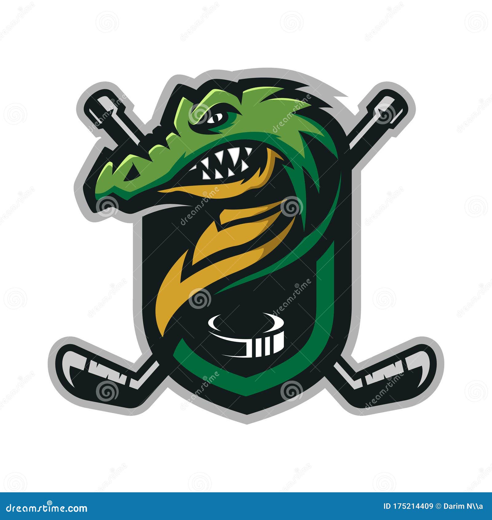 Crocodile Head Mascot Logo for the Hockey Team Logo. Stock Vector ...