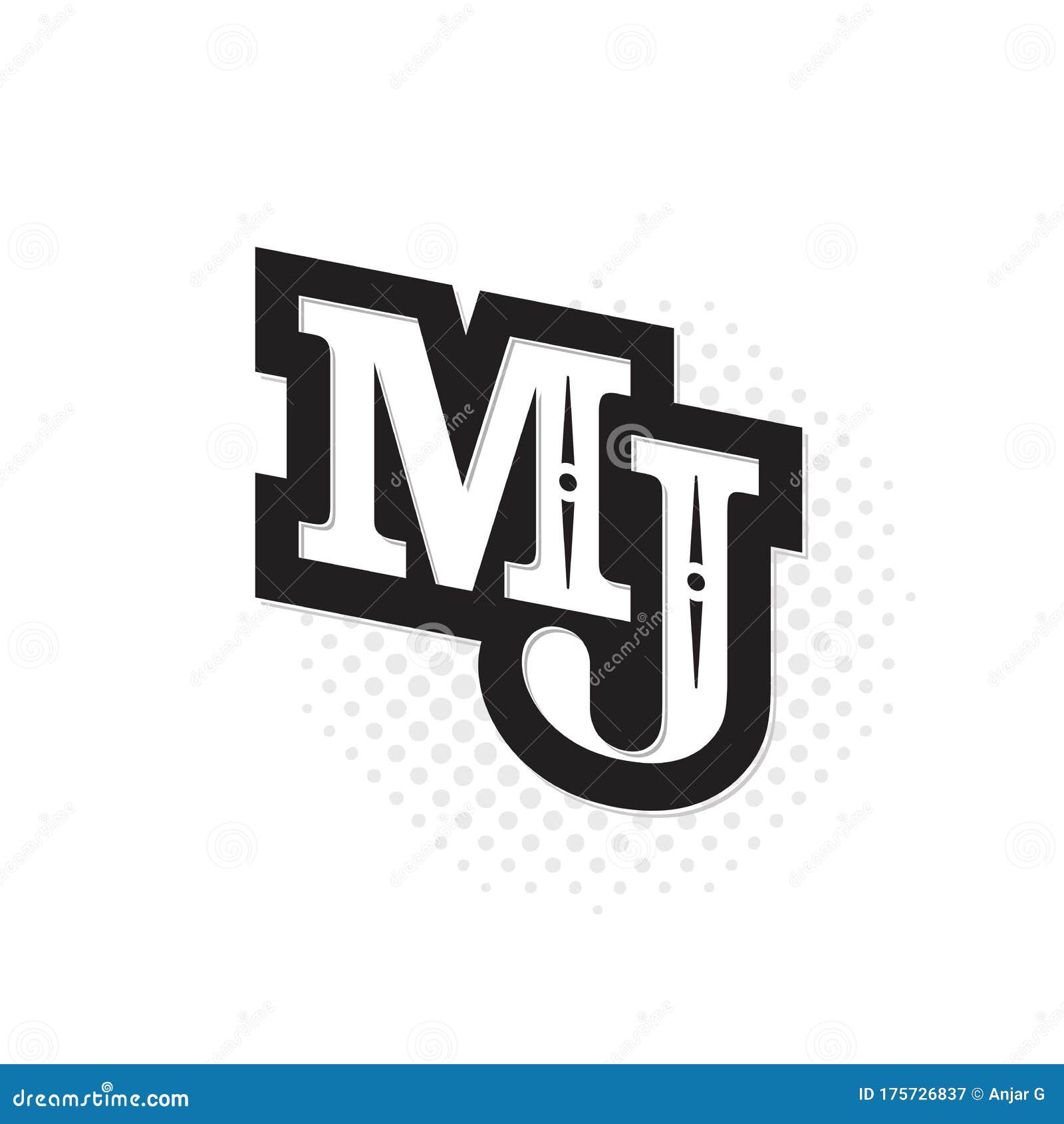 MJ Monogram Vintage Halftone Sticker Logo Template Stock Vector ...