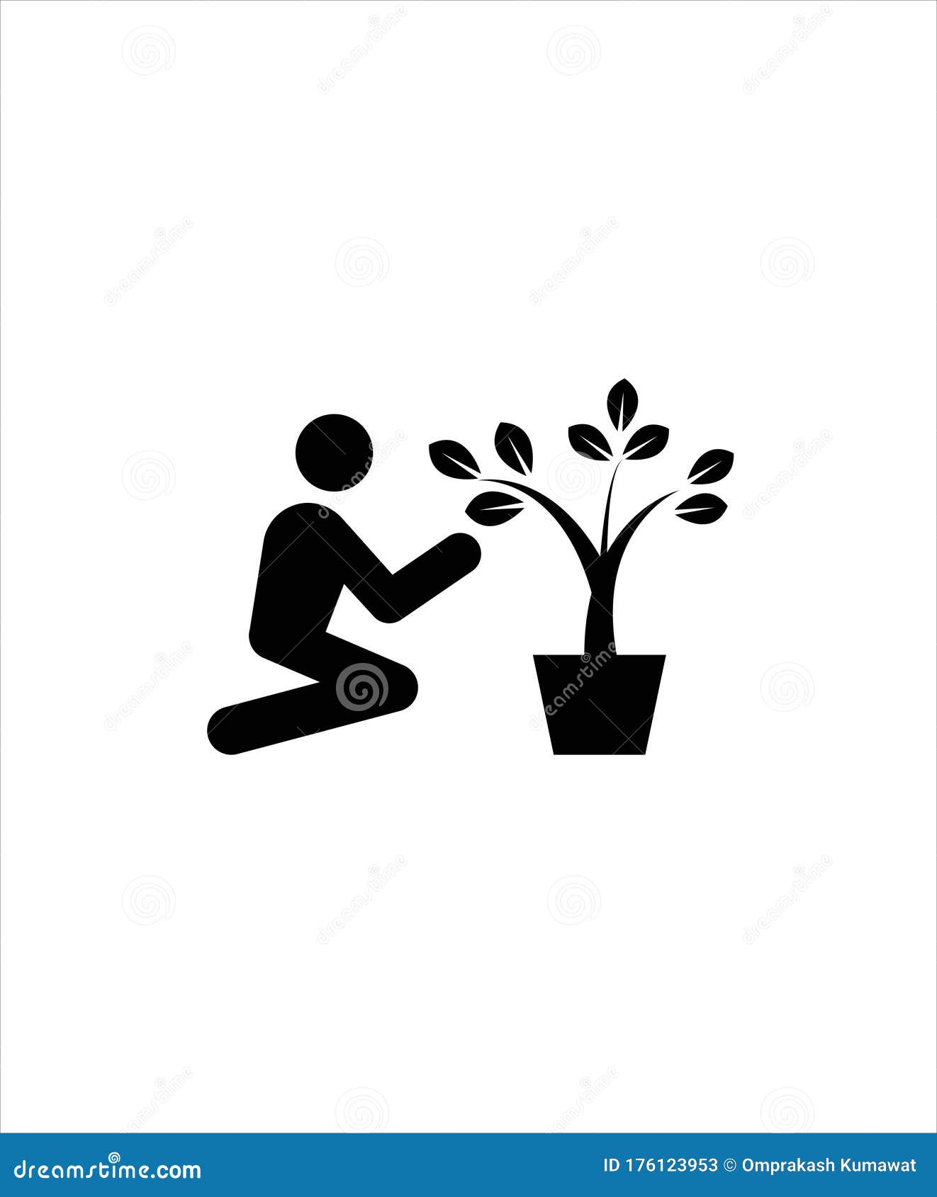Planting Flat Icon,man with Plant Flat Design Icon. Stock Vector ...