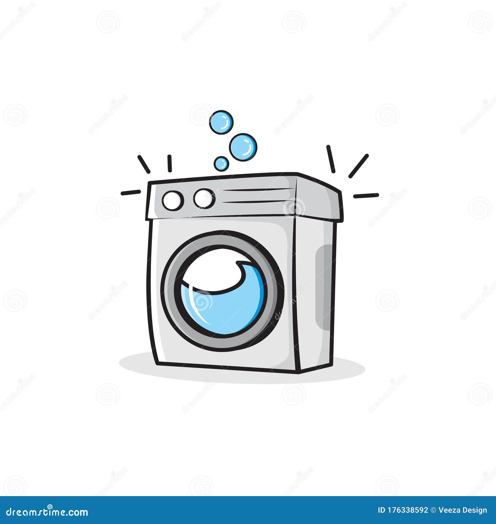 Flat Cartoon Washing Machine Design Vector Stock Vector - Illustration ...