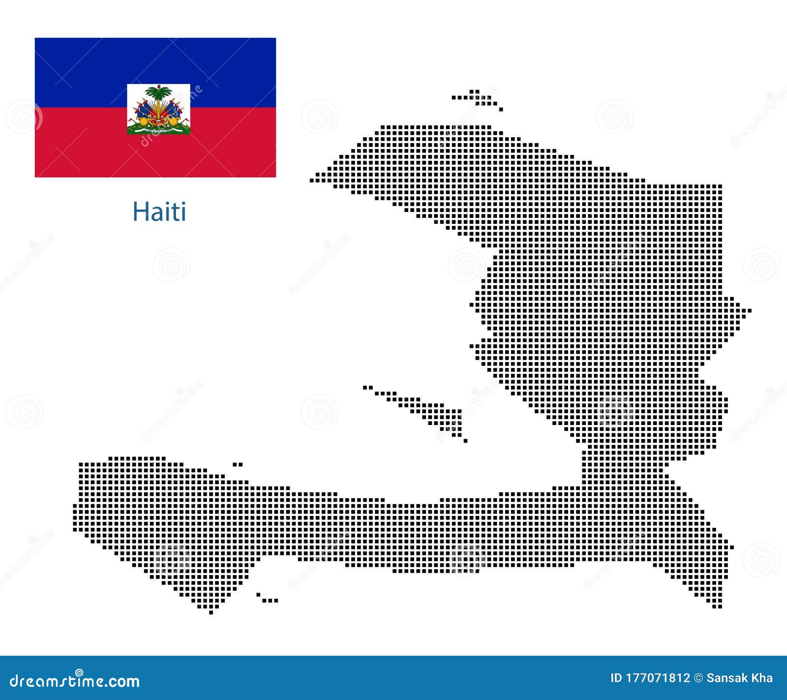 Haiti map with flag. stock vector. Illustration of continental - 177071812