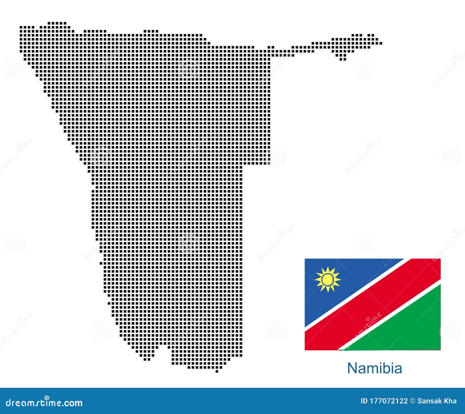 Namibia map with flag. stock vector. Illustration of area - 177072122