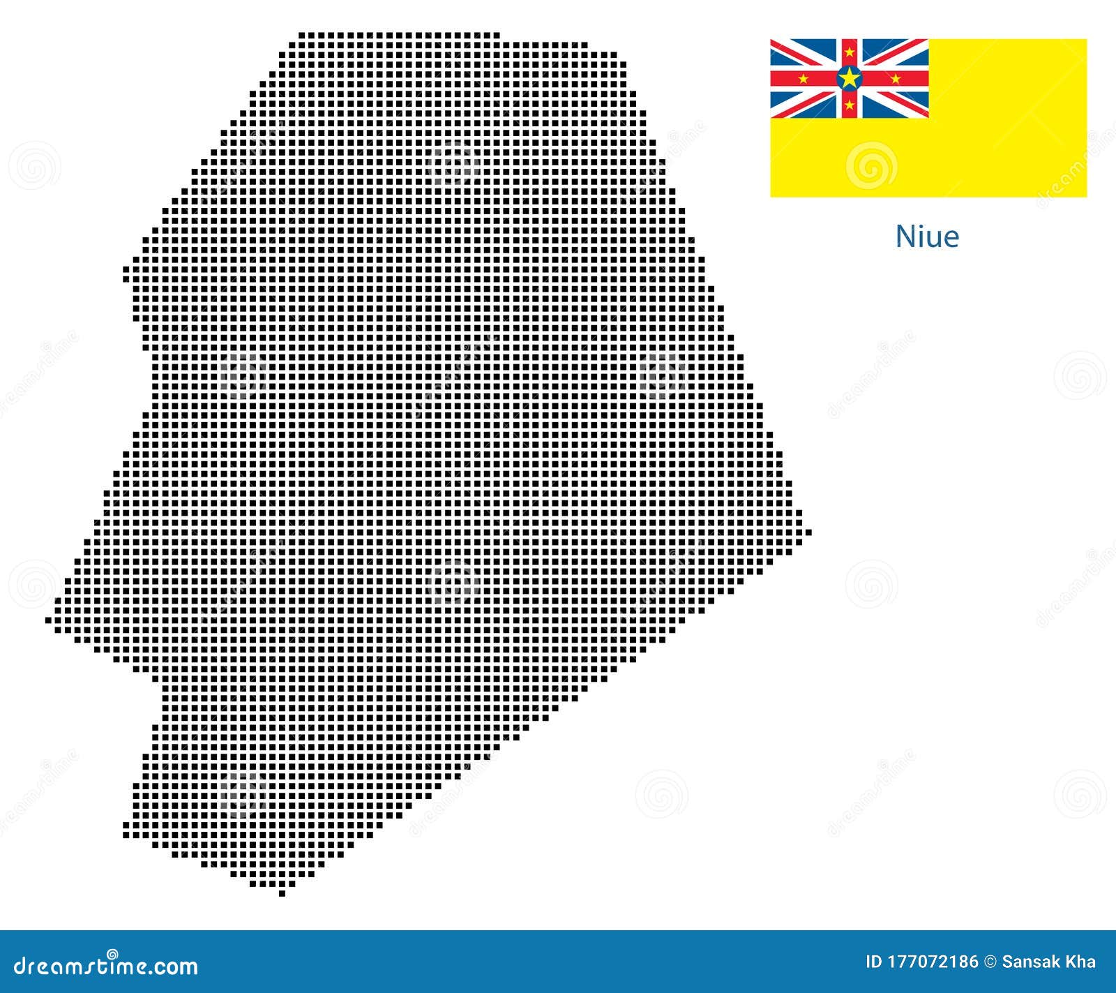 Niue map with flag. stock vector. Illustration of backdrop - 177072186