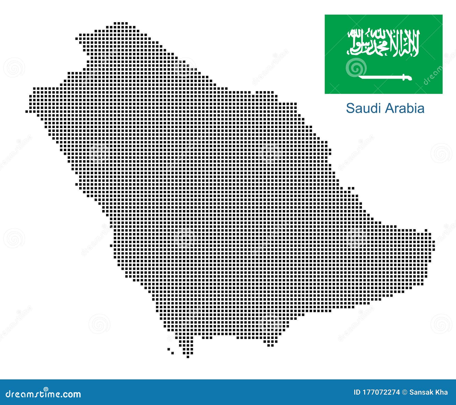 Saudi Arabia Map with Flag. Stock Illustration - Illustration of ...